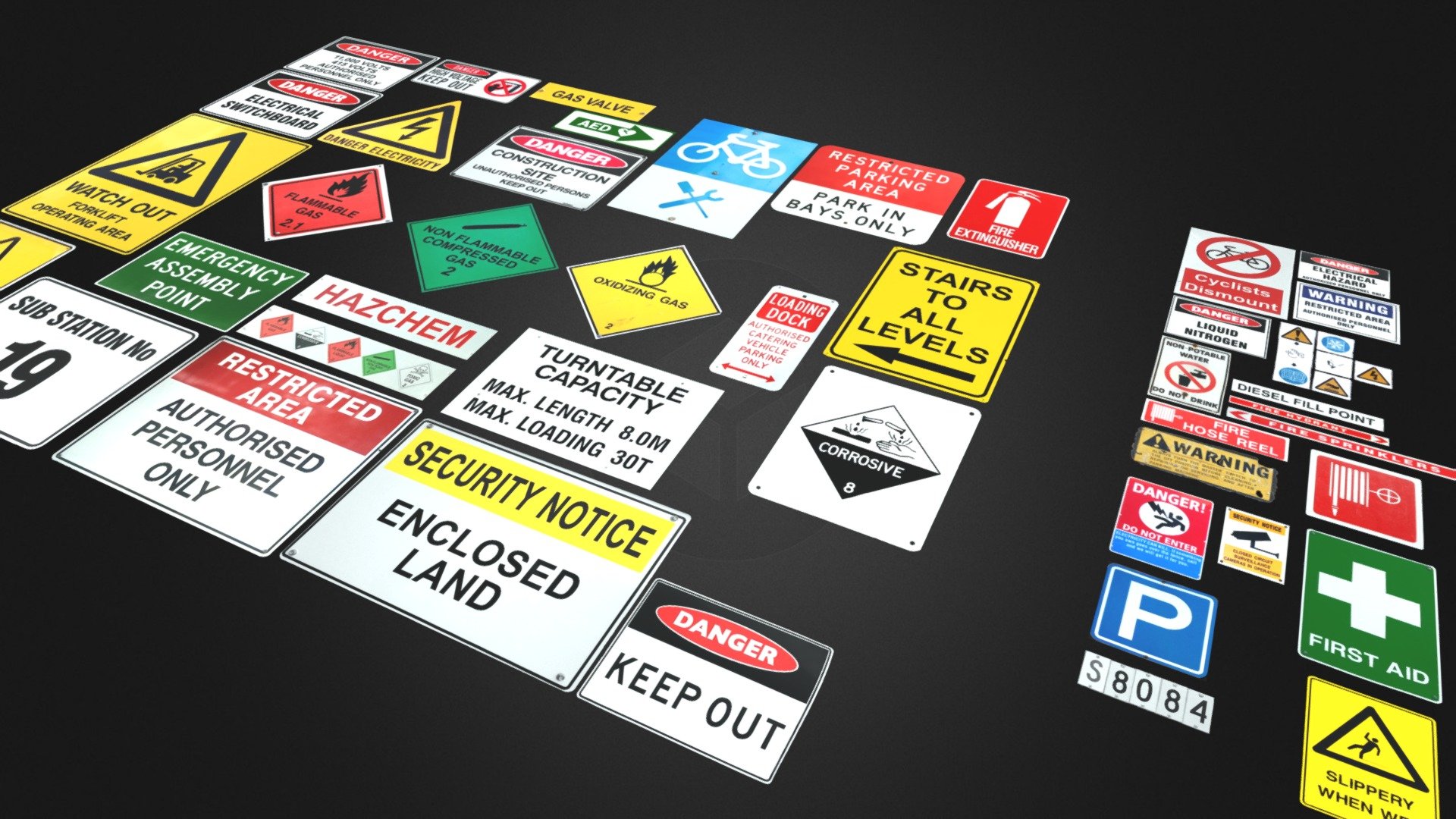 Various Sign Decals - Buy Royalty Free 3D model by Martin Ibbett ...