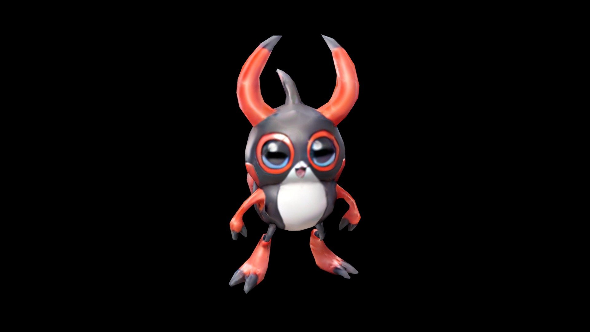 "An animated image of a creature with red horns, - Download Free 3D ...
