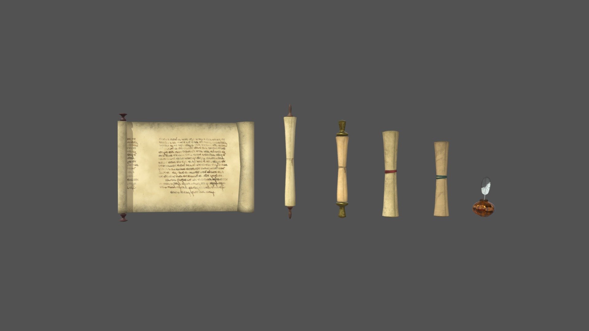 Scrolls collection Low-poly 3D model - Buy Royalty Free 3D model by ...