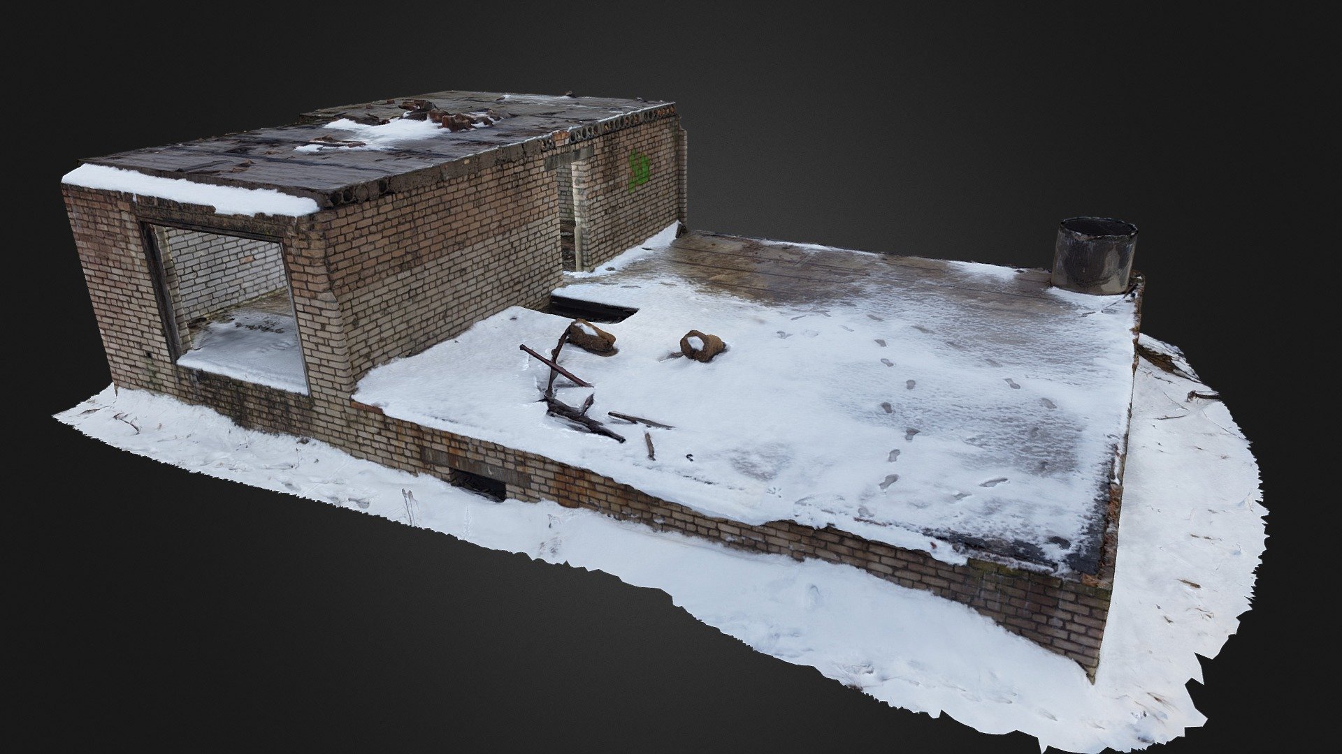 Abandoned Snowy Brick Building - Buy Royalty Free 3D model by Abandoned ...