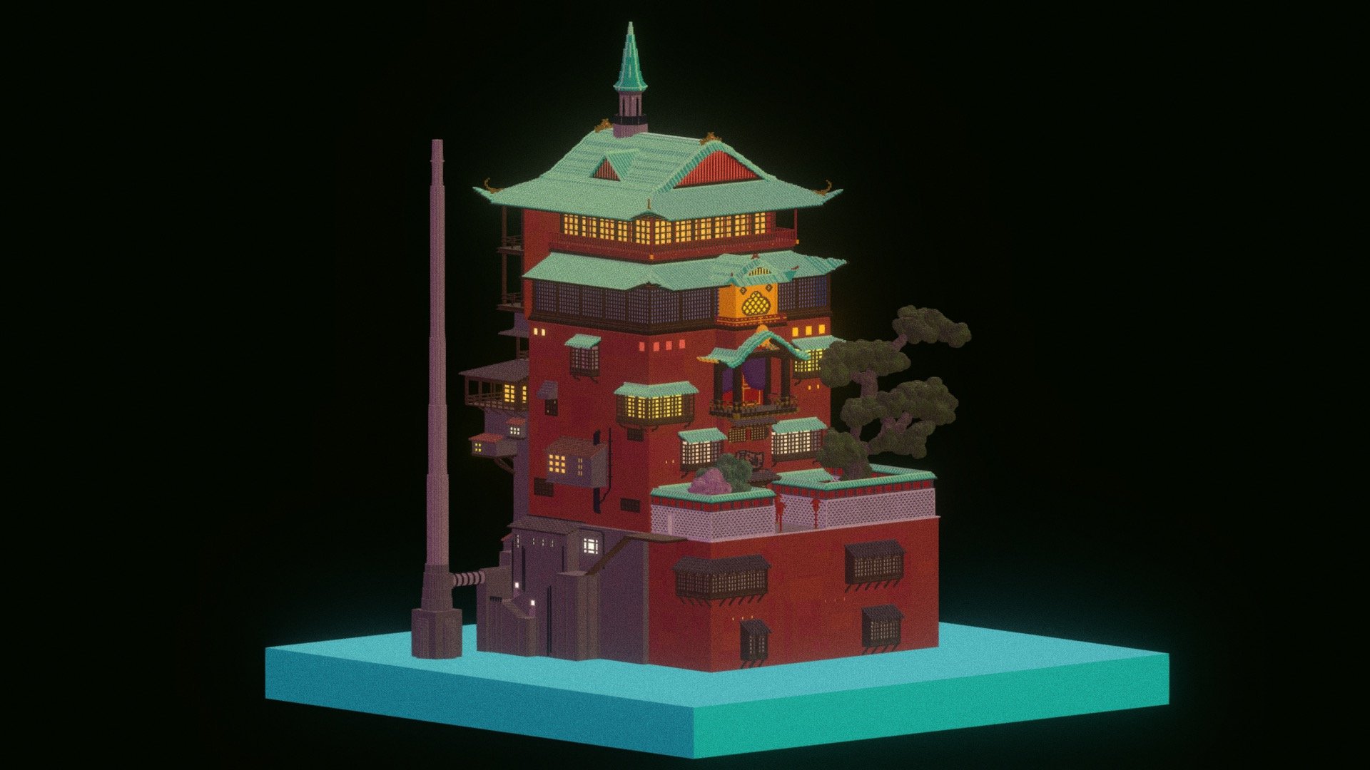 Spirited Away Bathhouse - 3D model by patislati [3853aaf] - Sketchfab