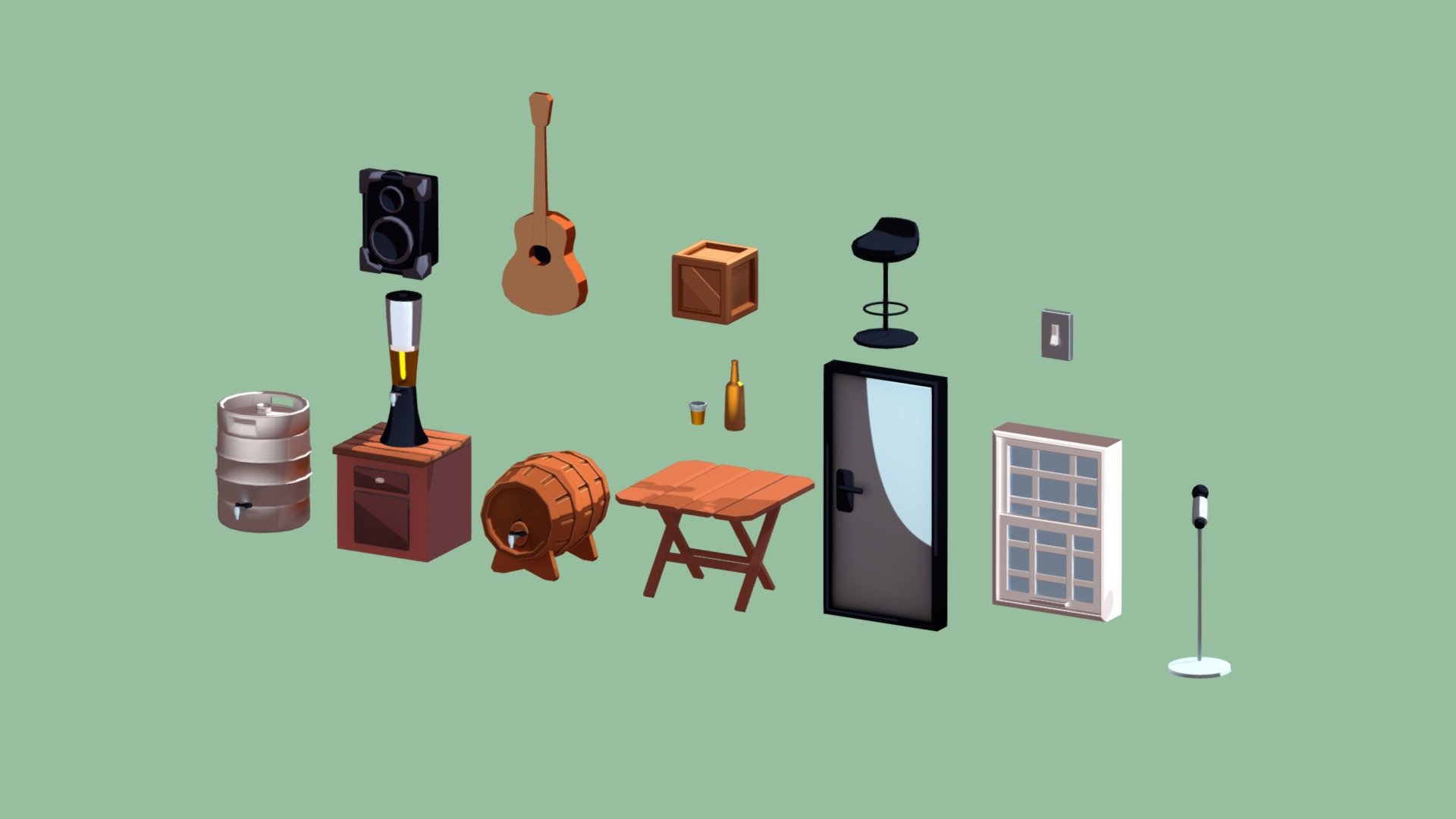 Bar Asset Pack - Download Free 3D model by bl_odymary [3868081] - Sketchfab