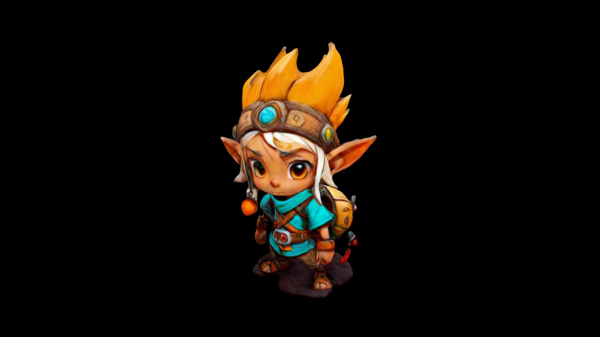 an orange skinned elf wearing a blue tunic and b - Download Free 3D ...