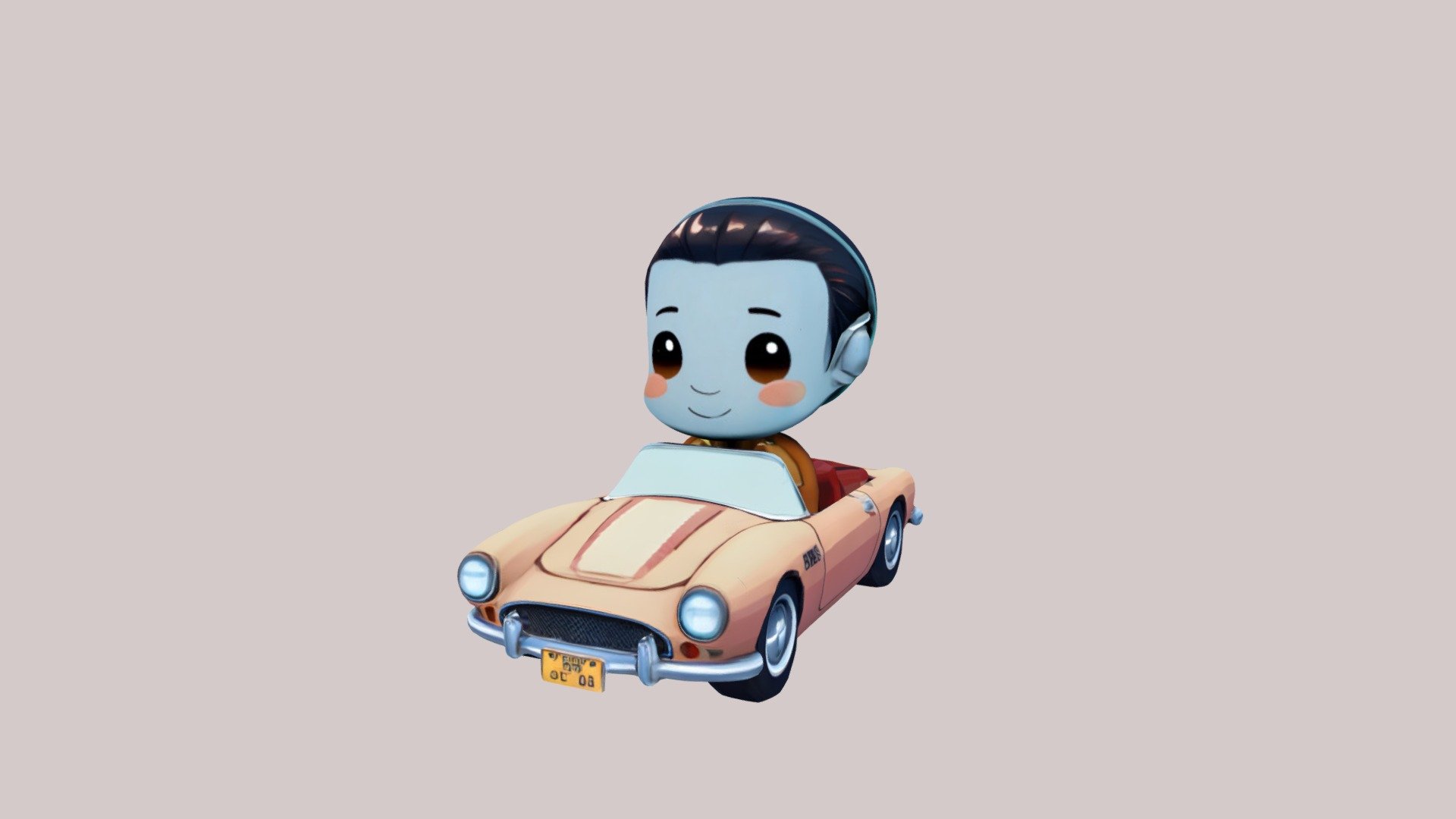 Chibi character driving convertible car - 3D model by thejon113 ...