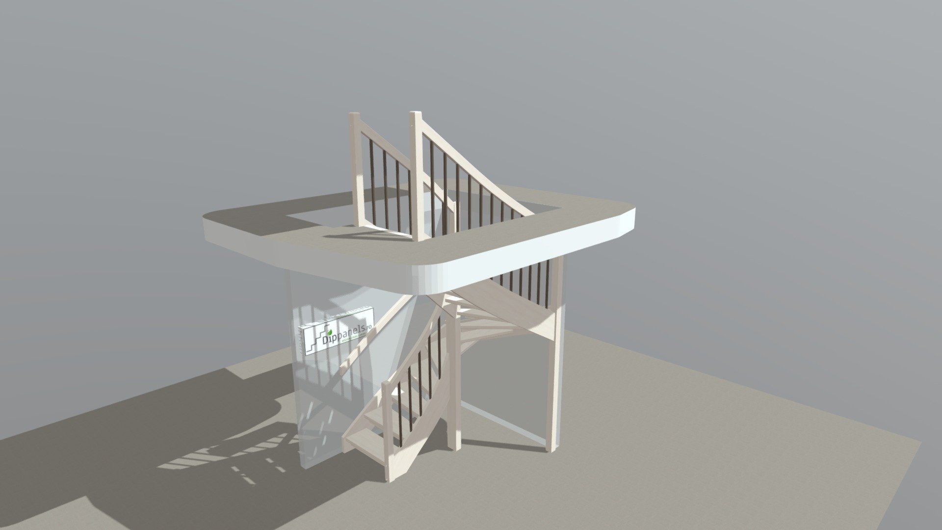Scara cu trepte balansate pe stalp central - 3D model by dippanels ...
