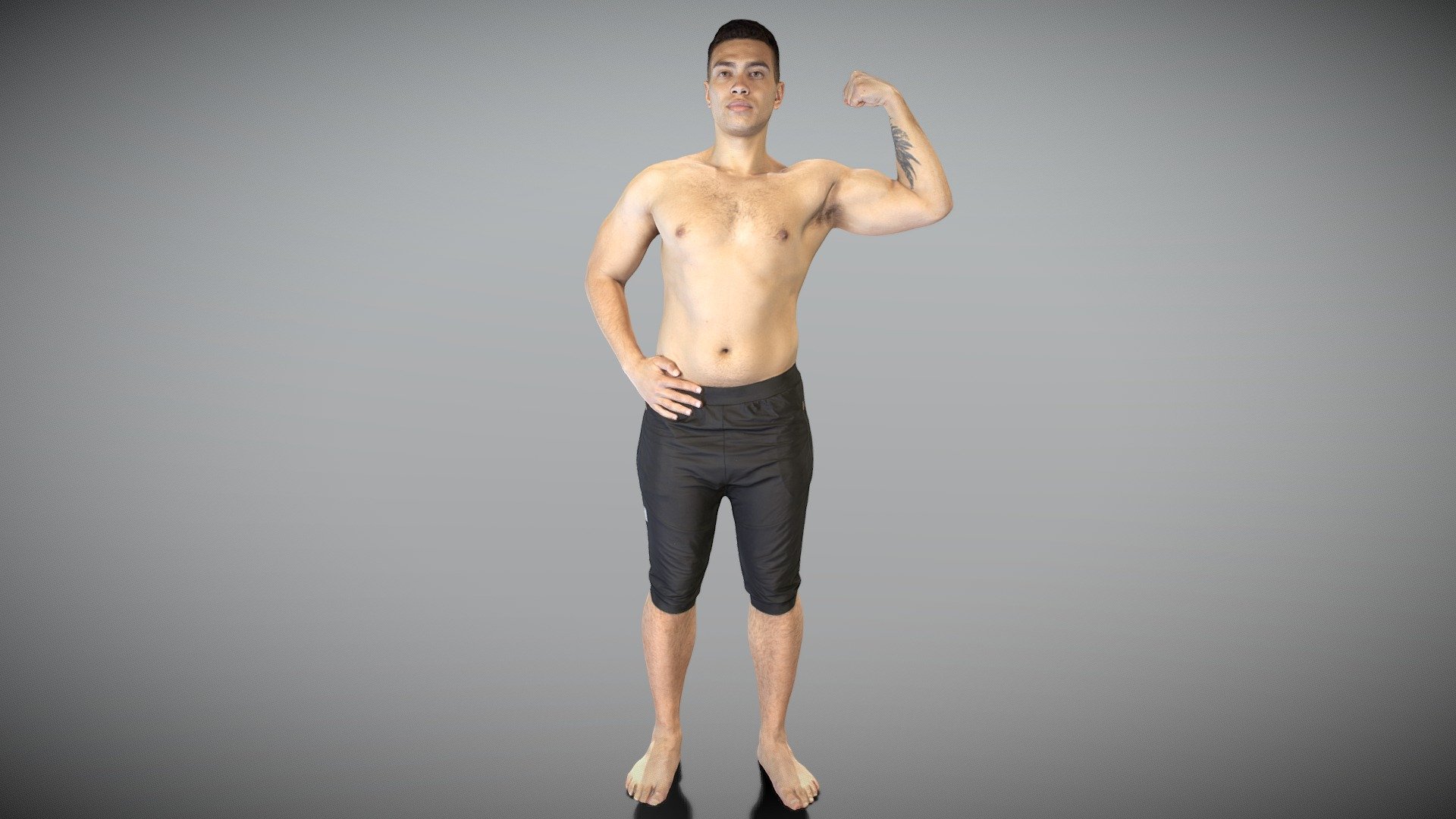 Athletic man demonstrating biceps 194 - Buy Royalty Free 3D model by ...