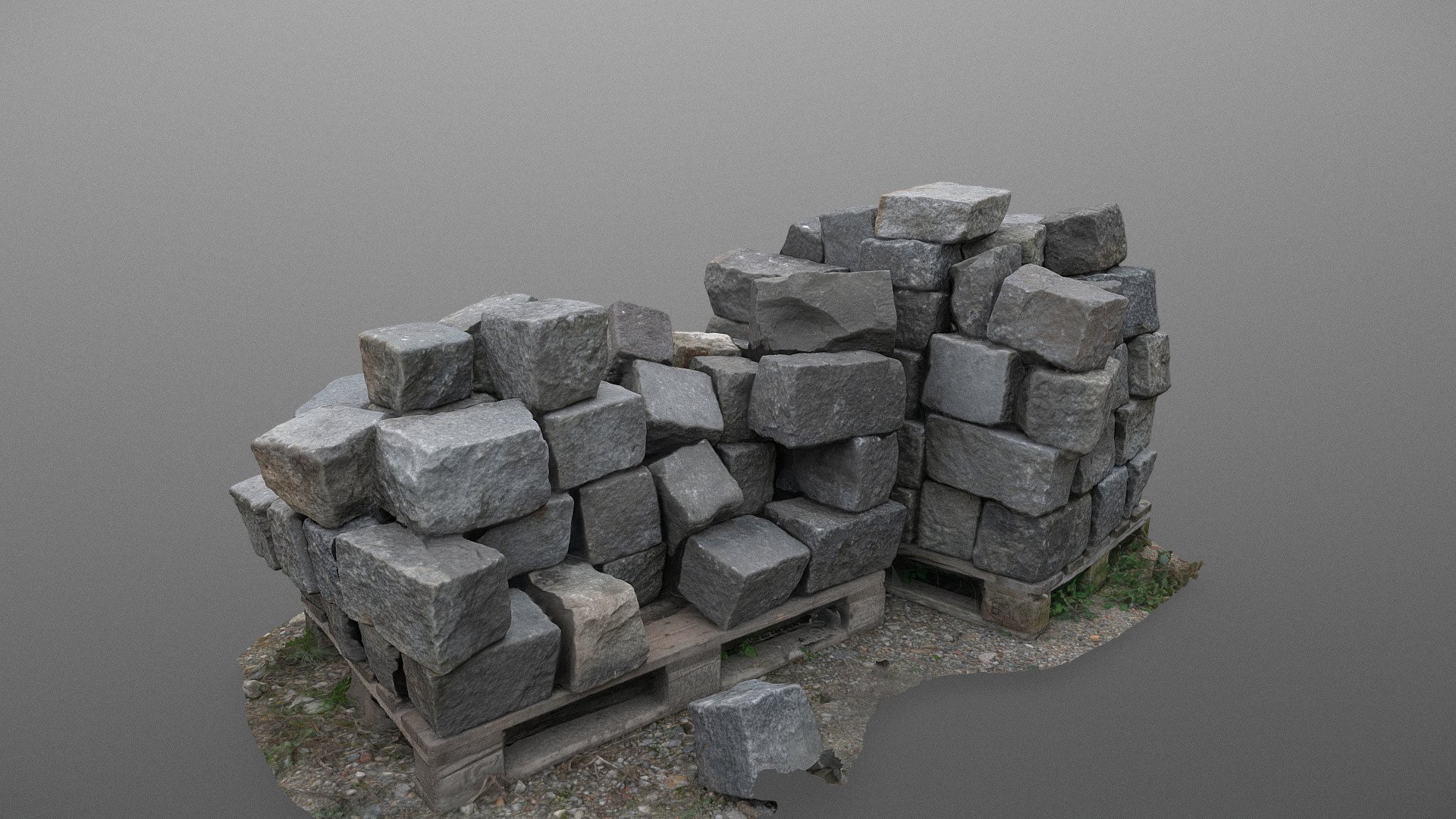 Granite cobblestone bricks stack - 3D model by matousekfoto [38aac20 ...