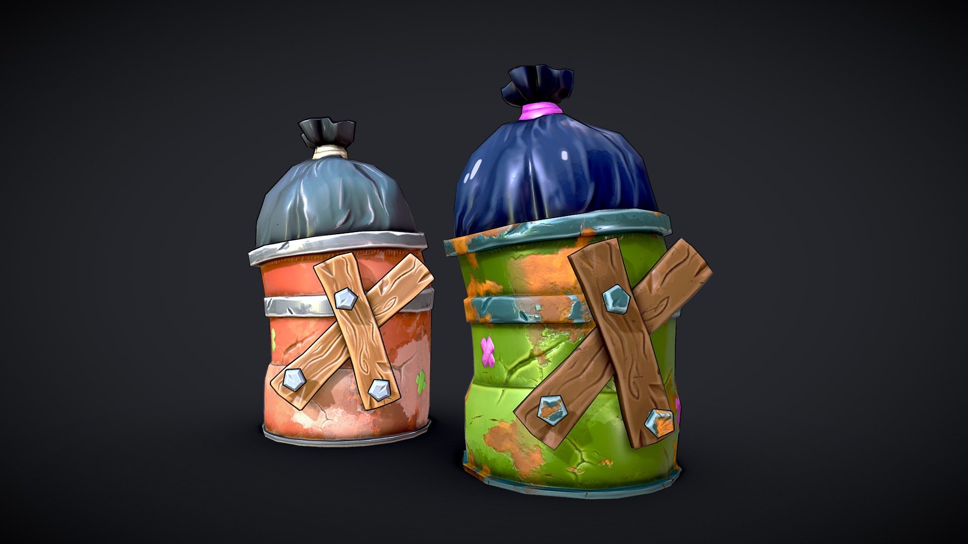 Stylized Trash Cans - 3D model by Jordan Cameron (@jordanacam) [38aace6 ...