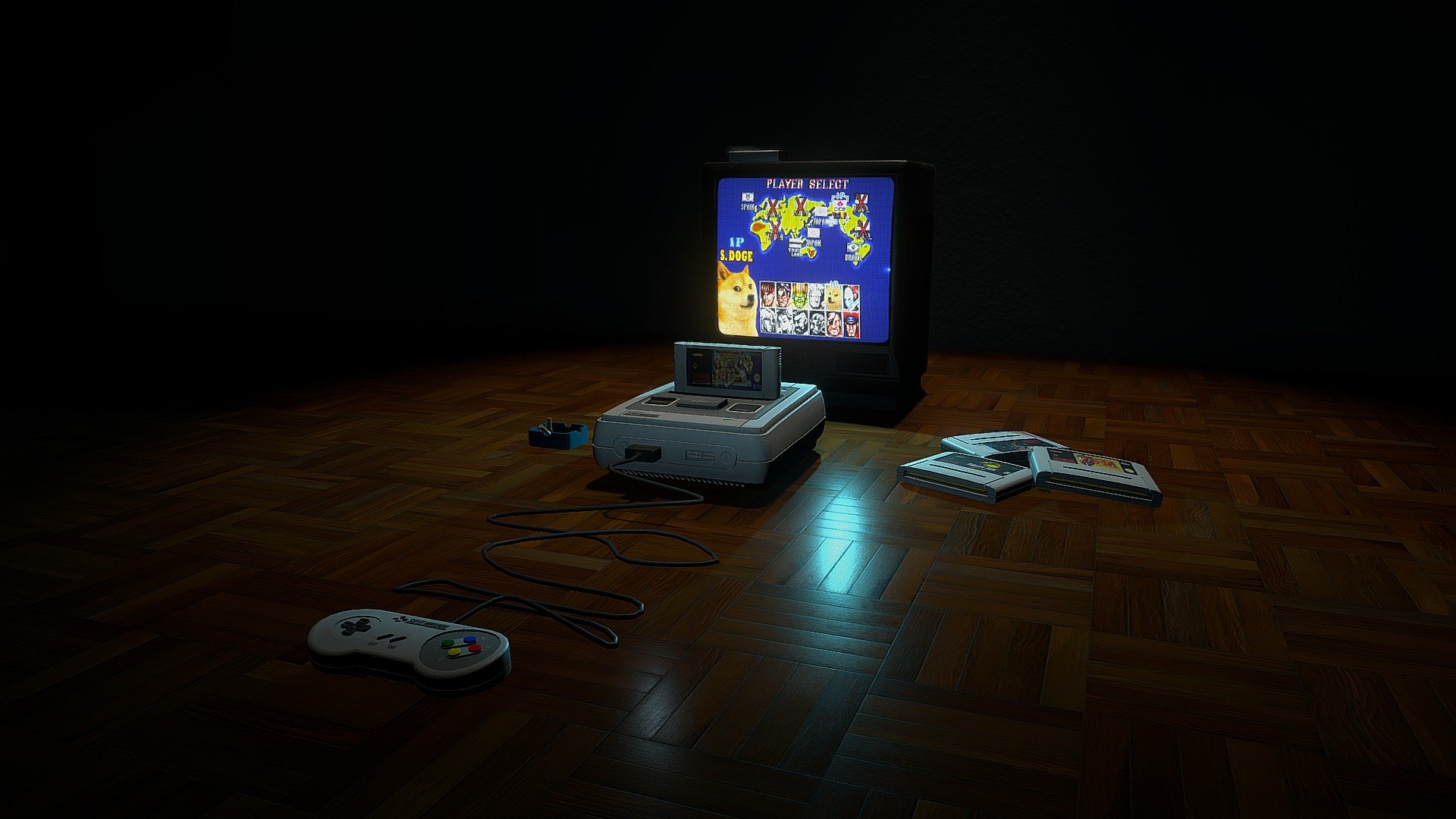 Escena SuperNintendo - 3D model by AlbertoGil [38af878] - Sketchfab