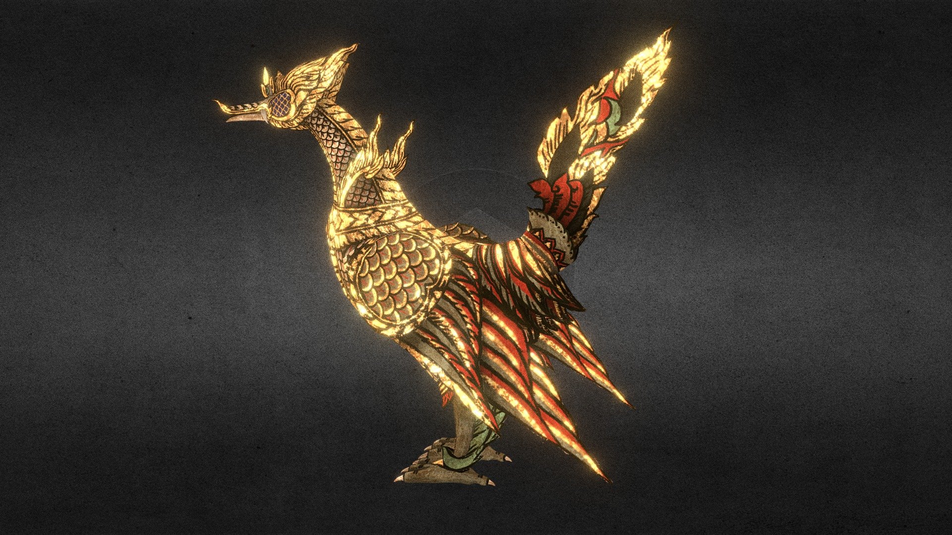 Bird from Thai painting - 3D model by Pakawad (@reawkoong) [38b6fb8 ...