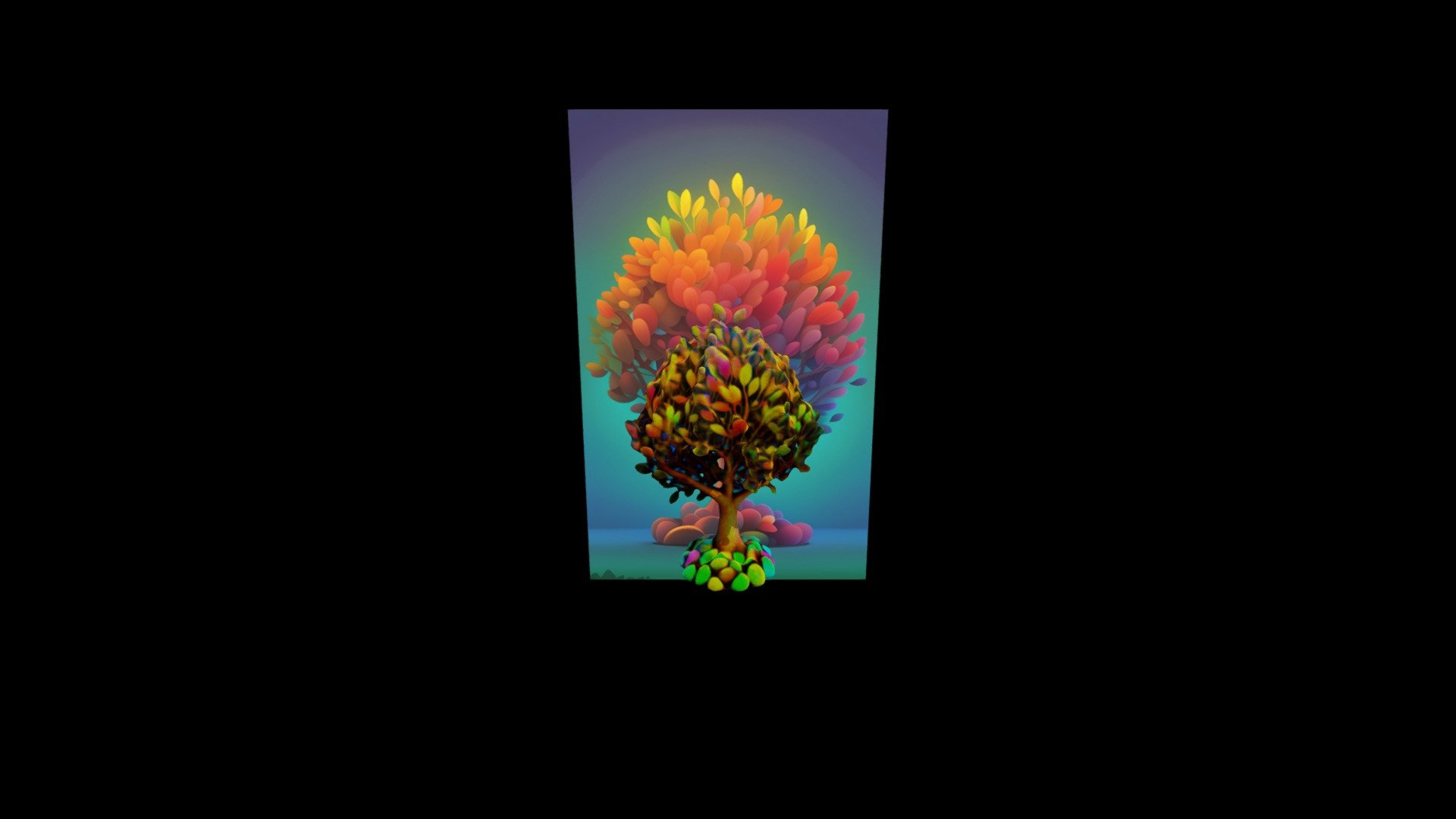 brightly colored tree with rocks and stones on a - Download Free 3D ...