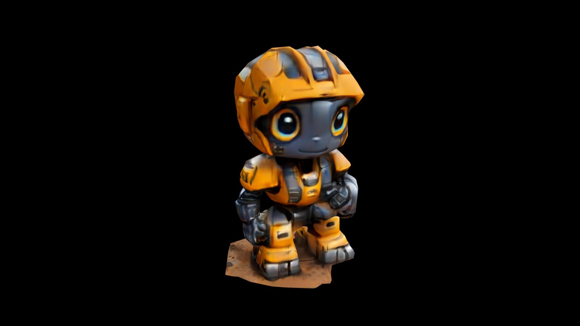 A small yellow robot stands on brown rocks in a - Download Free 3D ...