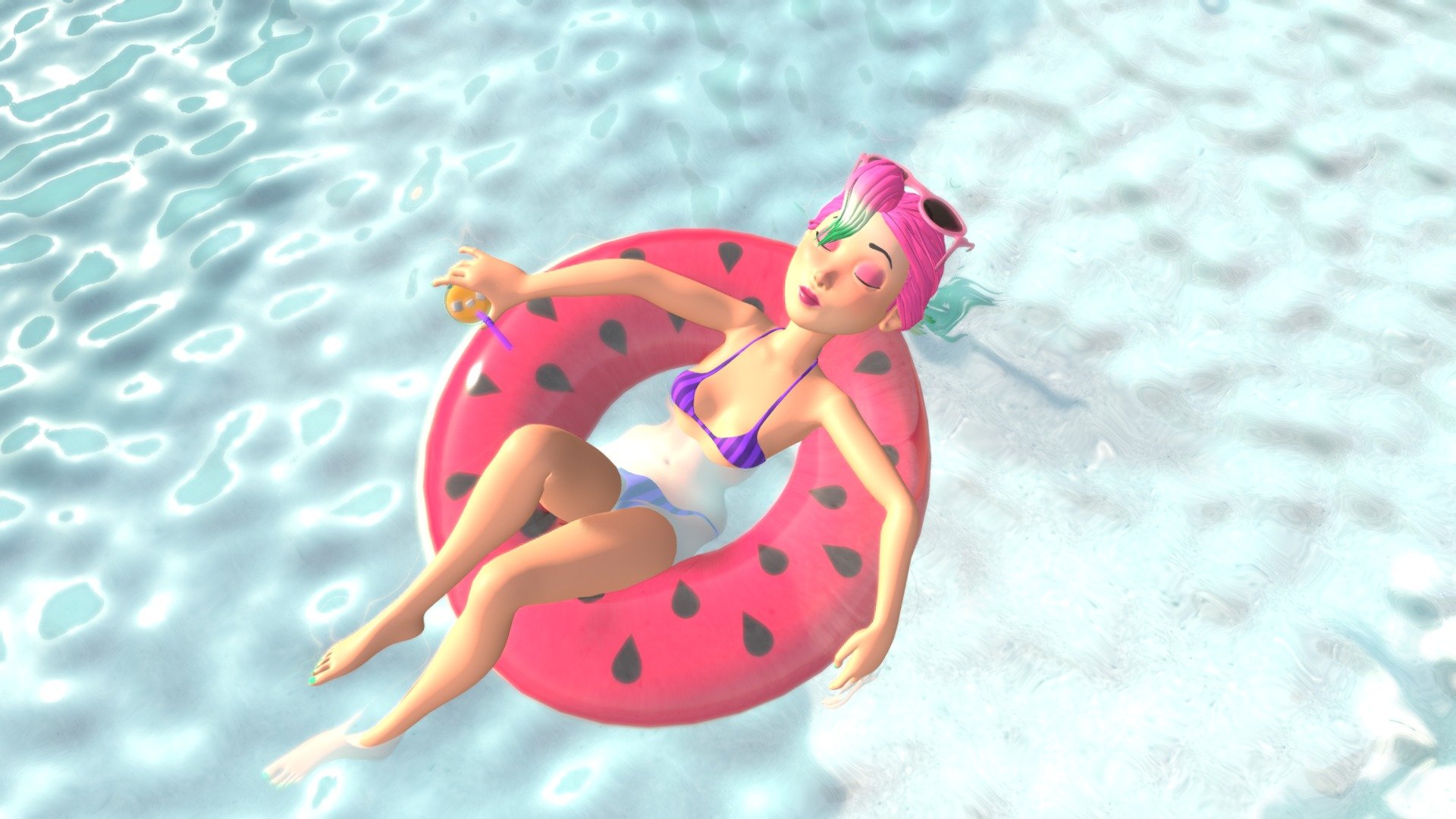 Watermelon Pool Girl 3d Model By Postdynamic Tide Ymereg3333