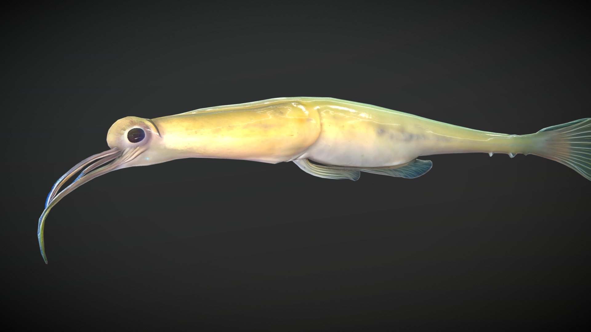Alien Fantasy Fish - Yellow Eeloid - Buy Royalty Free 3D model by ...
