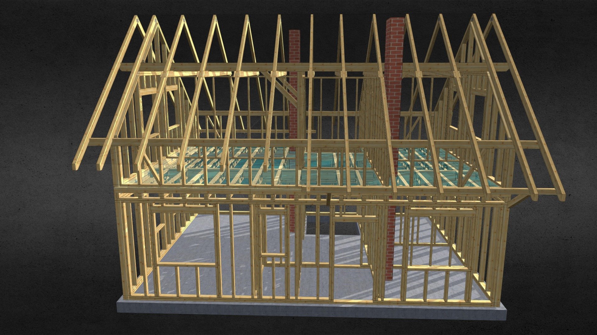 Wooden frame construction - house #1419 - Download Free 3D model by MK ...