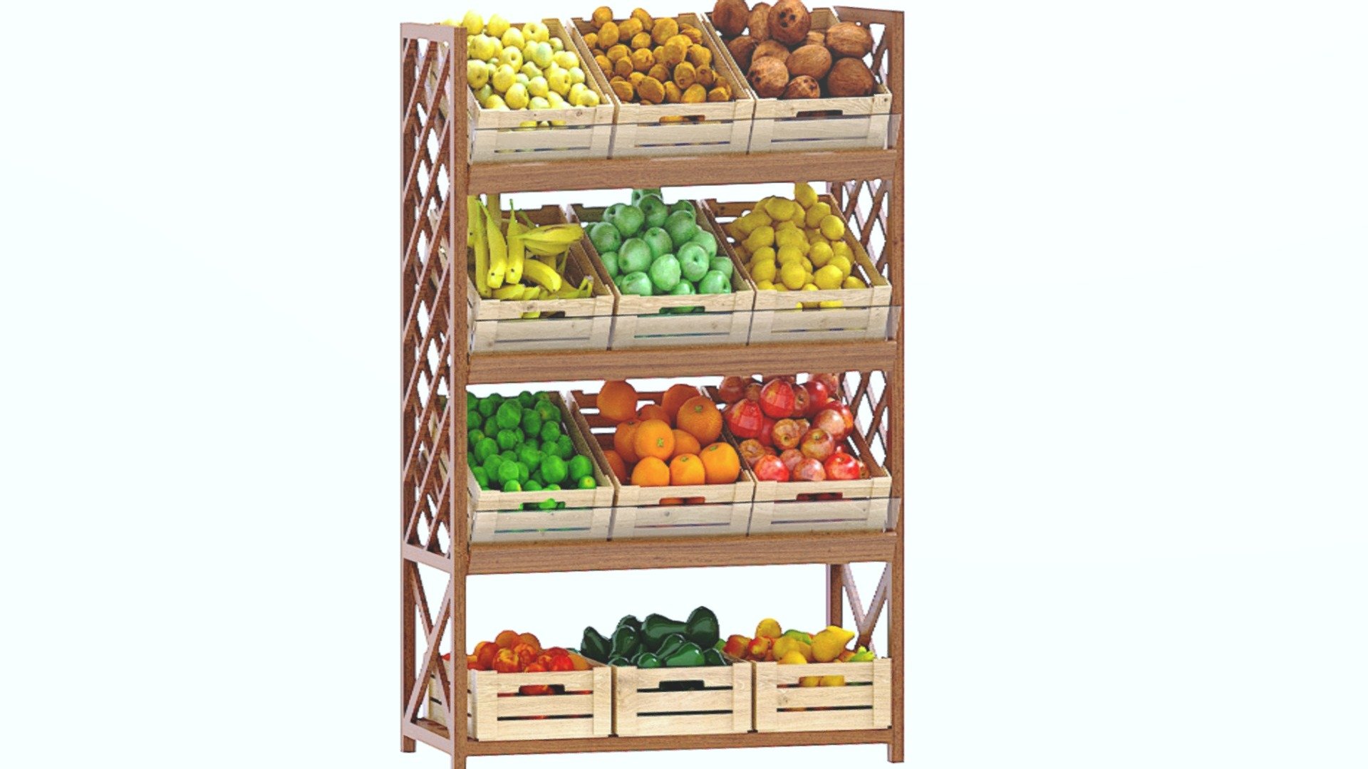 Стеллаж для фруктов Fruits shelf - Buy Royalty Free 3D model by 3DGrom ...