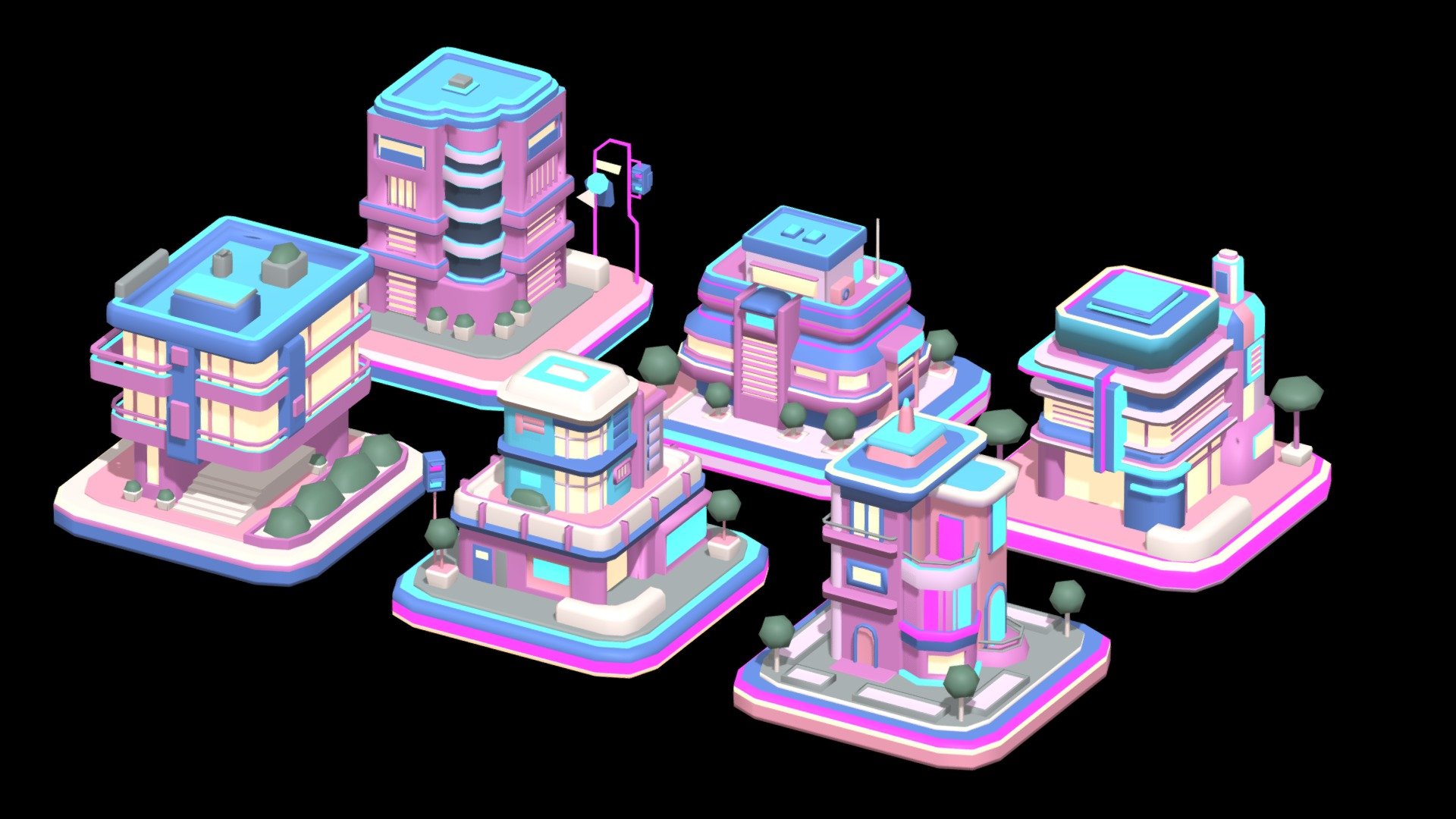 Cyberpunk Buildings Set - 3D model by kaiixii [3921bce] - Sketchfab