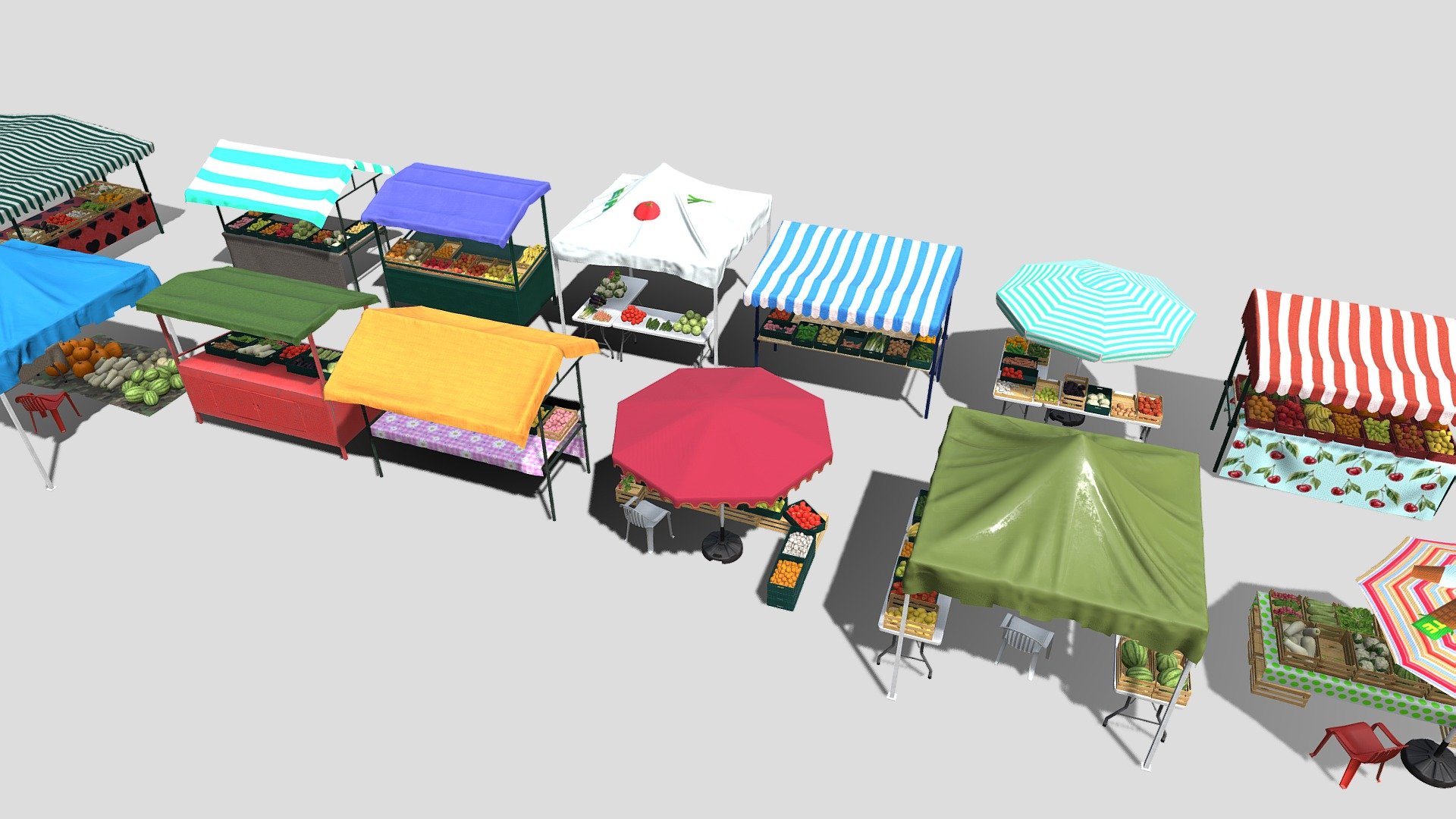 Farmers Market Stalls - 3D model by Buncic [392719e] - Sketchfab