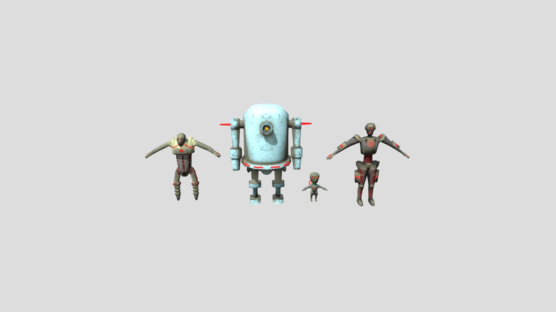 Retro Robots without Rig - PSX Asset (Free) - Download Free 3D model by ...