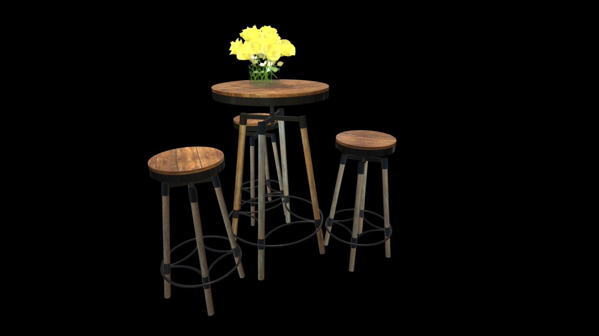 Bar Table With Stools - Buy Royalty Free 3D model by rendermodel ...