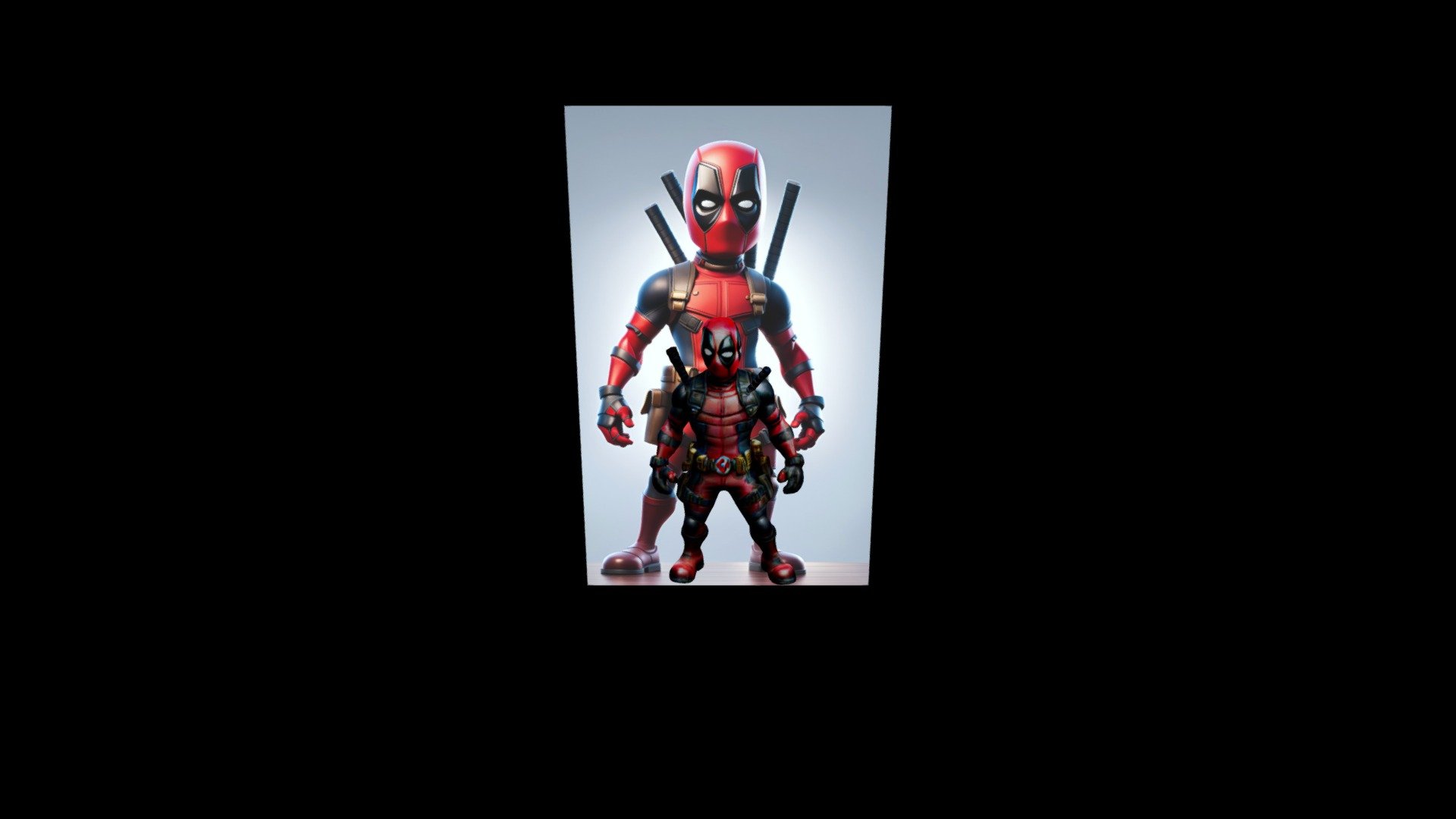 a close up of a deadpool figure with two bats, a - Download Free 3D ...