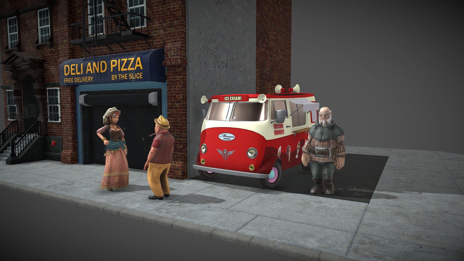 Looping Animated Street Scene Characters - 3D model by LasquetiSpice ...