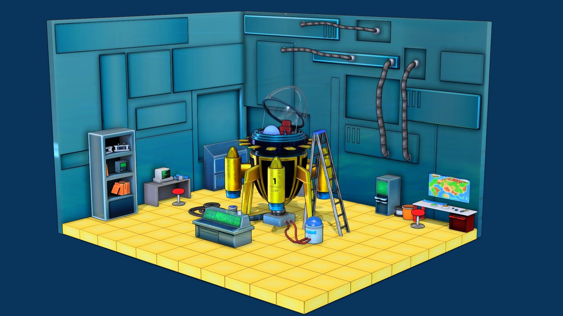 Dragon ball diorama, Bulma's laboratory - 3D model by Marc Monsçavoir ...