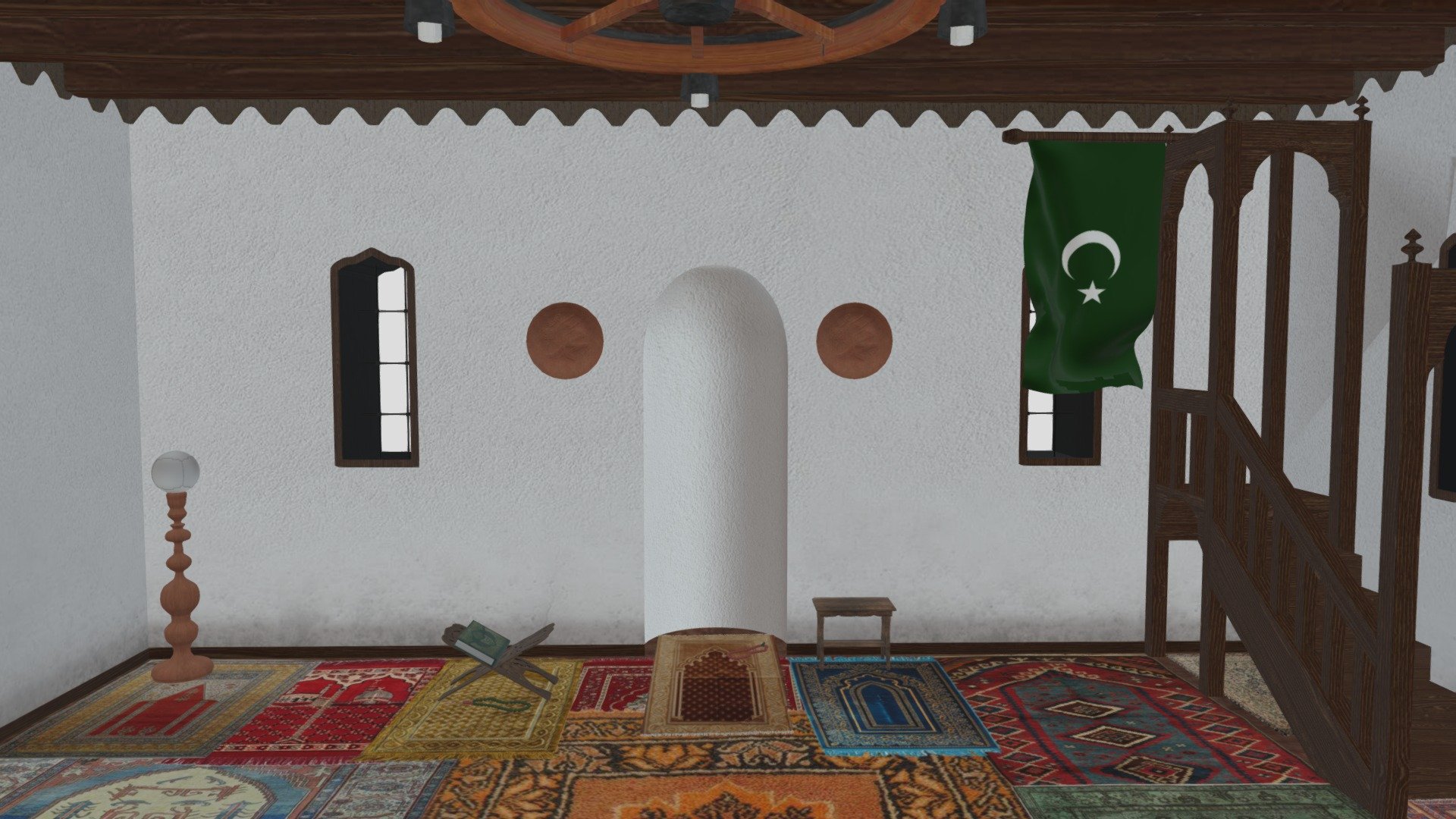 The Log pod Mangartom Mosque - interior - Download Free 3D model by ...