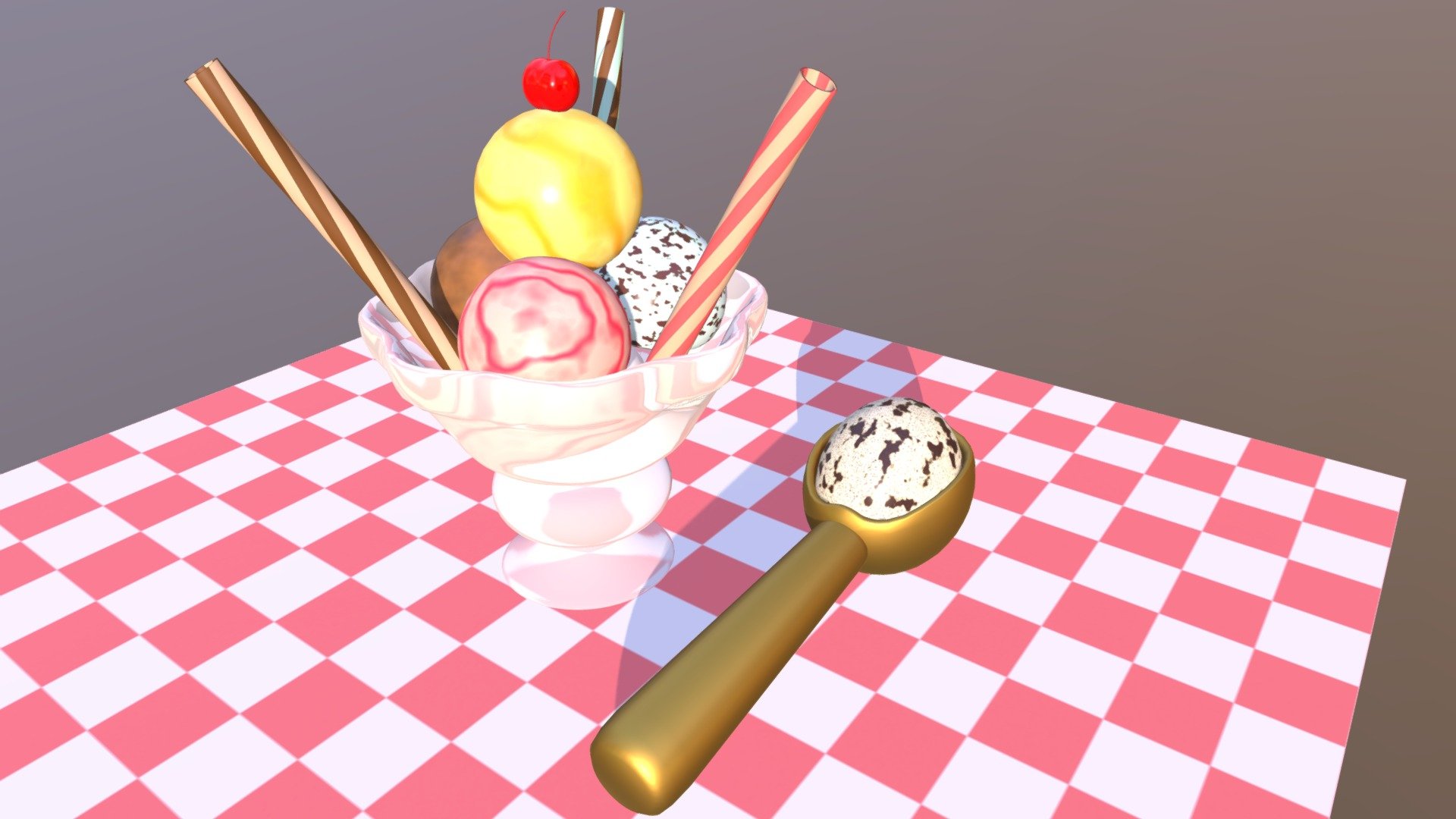 3December Day 9: Ice Cream Sundae - Download Free 3D model by Platrium ...