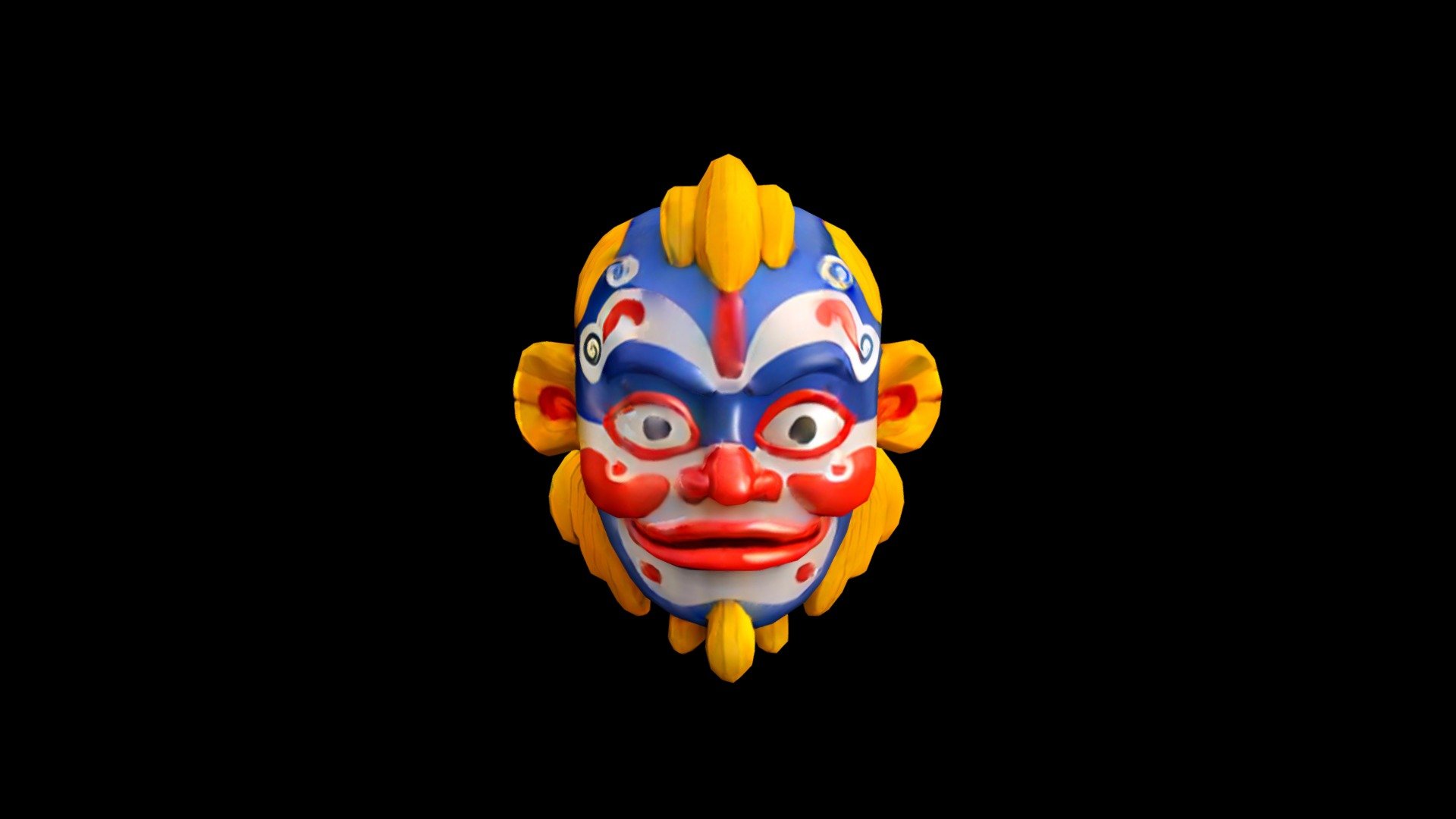 A colorful mask with blue, red, yellow, and whit - Download Free 3D ...