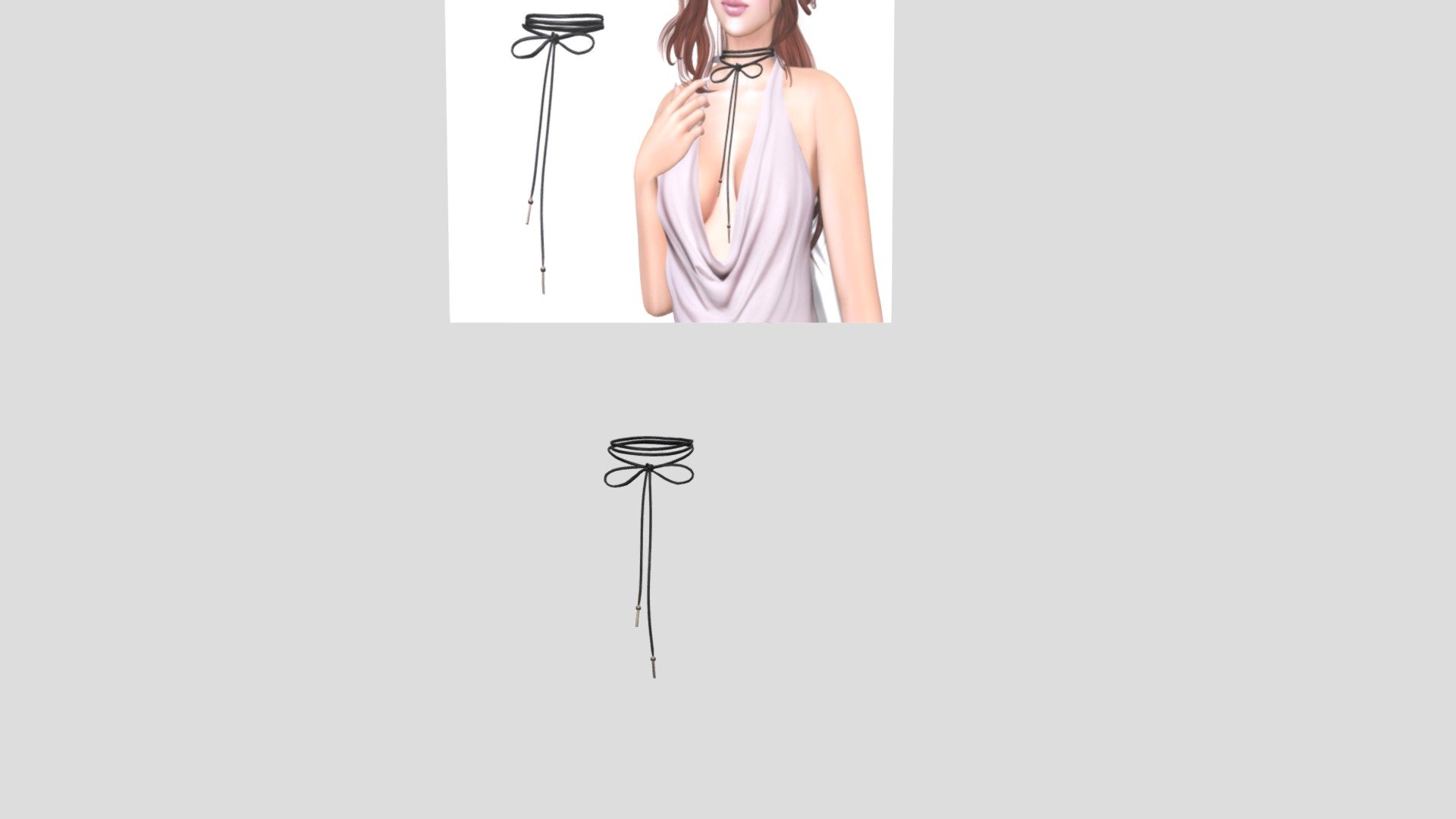 Knotted Ribbon Tie Cord Necklace - Buy Royalty Free 3D model by 3dia ...