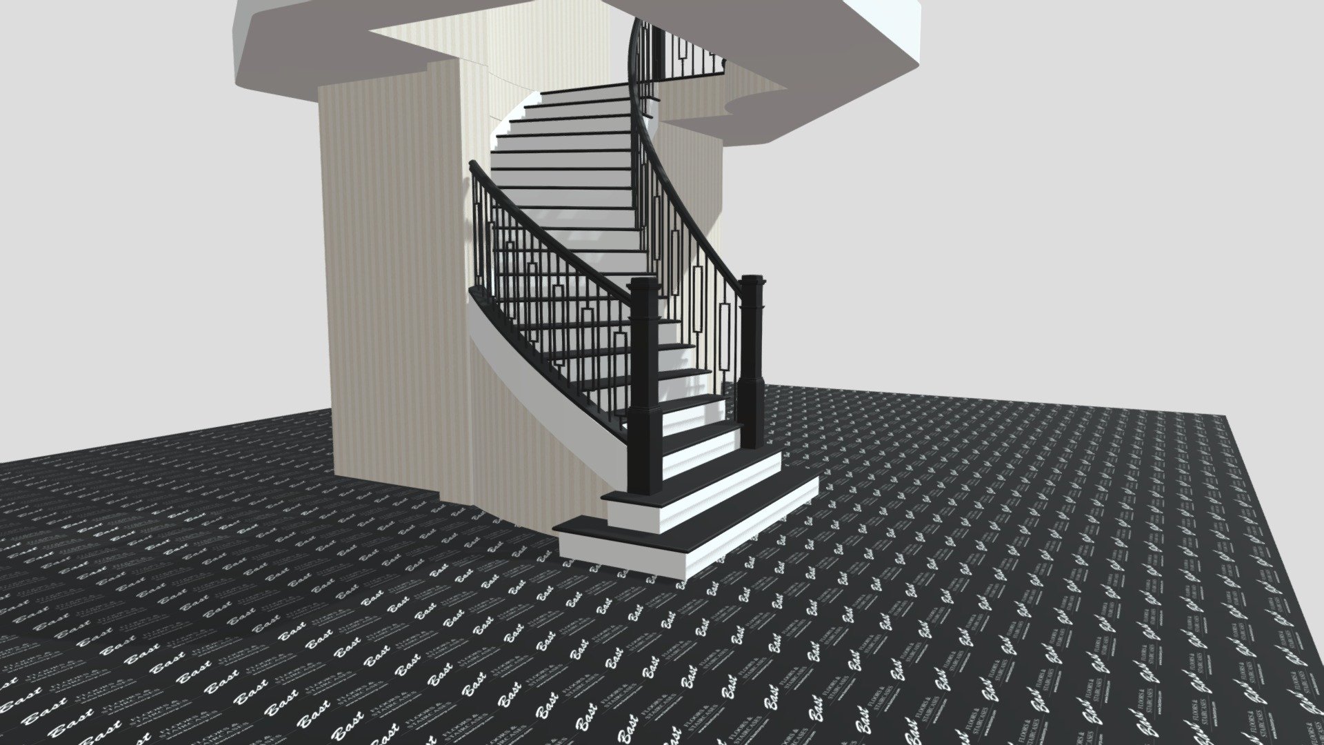Ankle wall with stained cap - 3D model by Bast floors and staircases ...