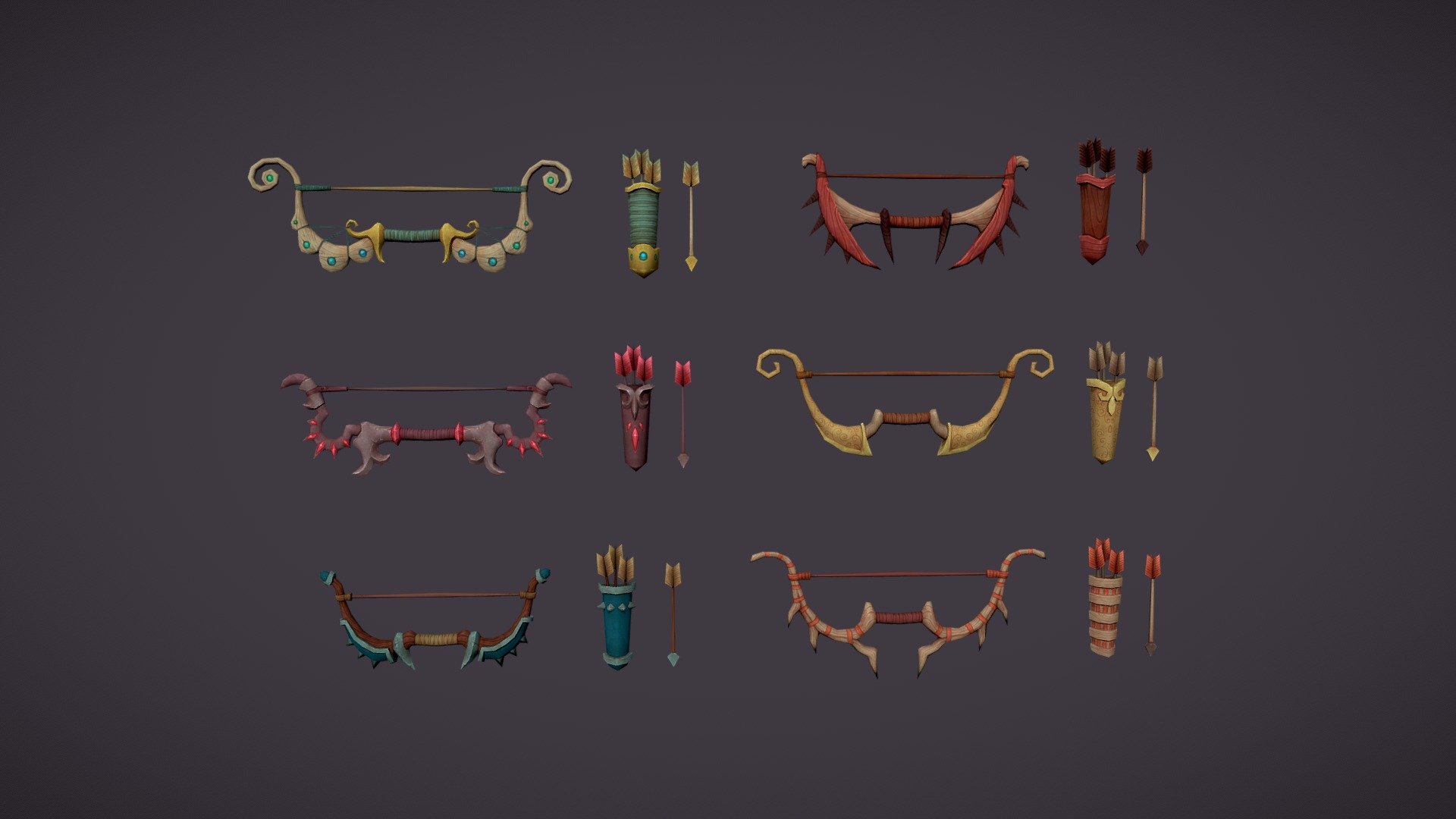 Fantasy bow set - 3D model by cattleya [3a1c5de] - Sketchfab
