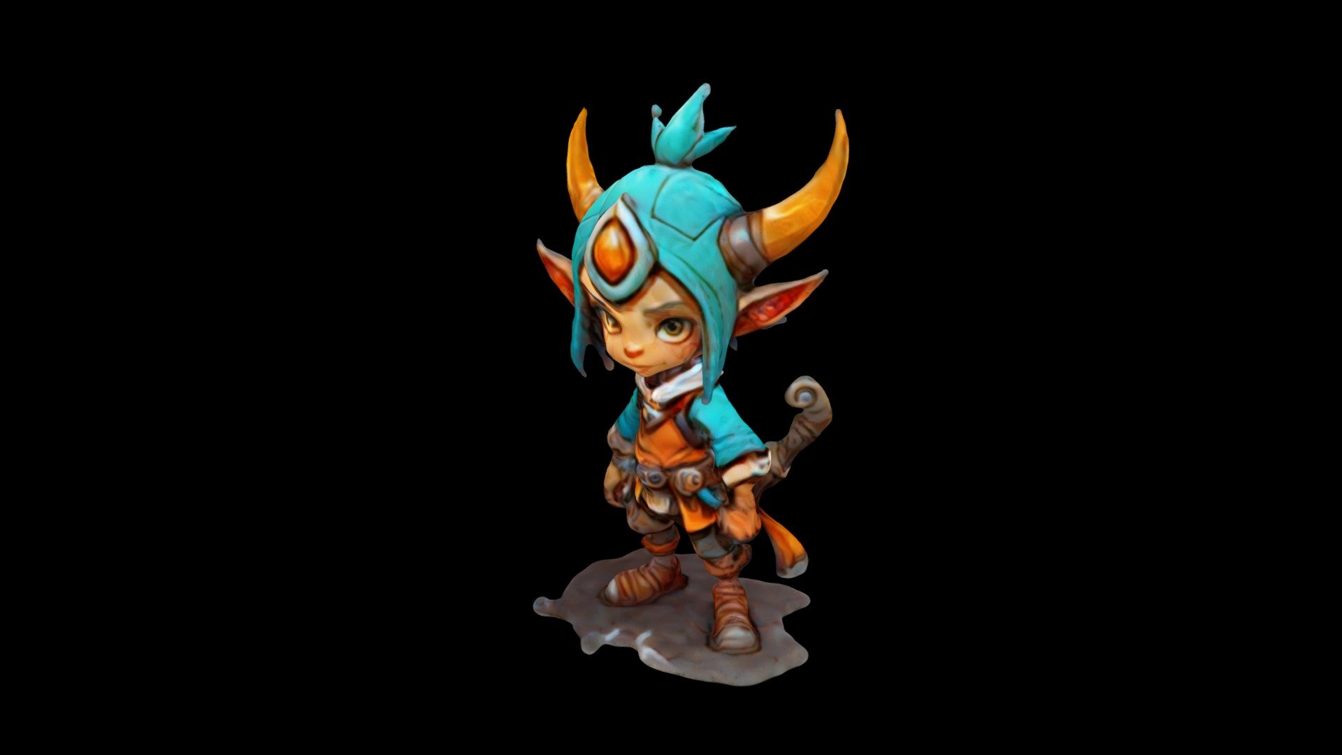a blue skinned creature with horns and orange ey - Download Free 3D ...
