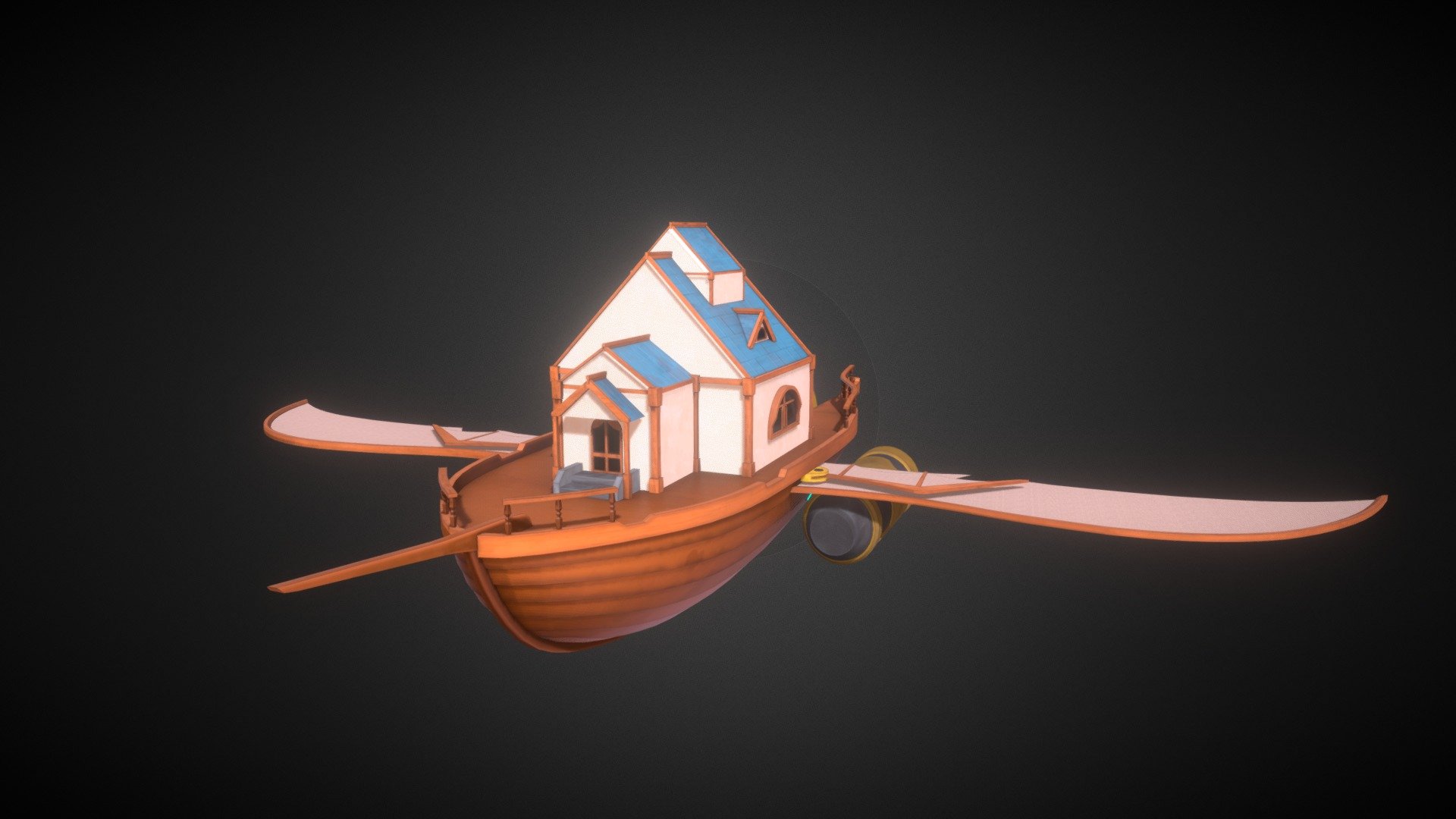 Flying House - 3D model by Dampor_3D (@Damian_3D) [3a2b2c1] - Sketchfab