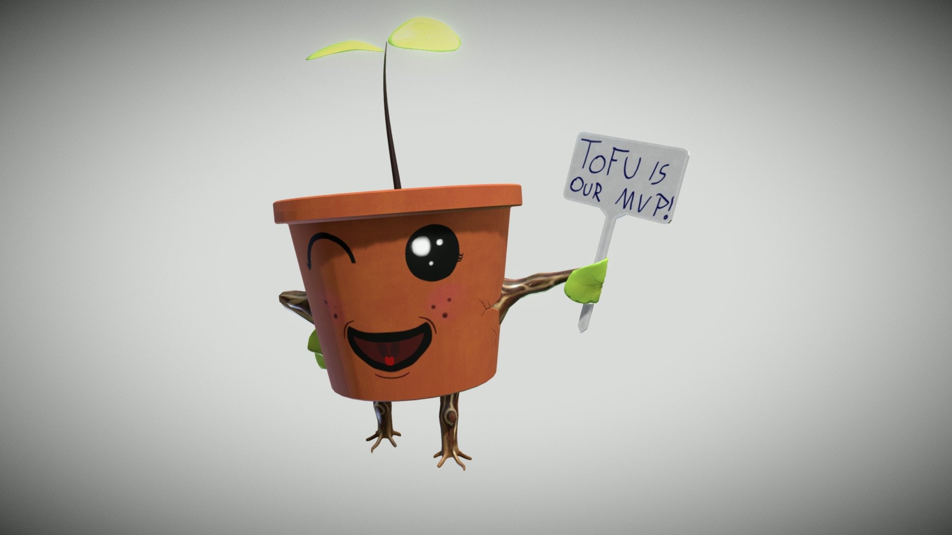 Tofu Senshi plant pot fanart - 3D model by dbPieter [3a32e56] - Sketchfab