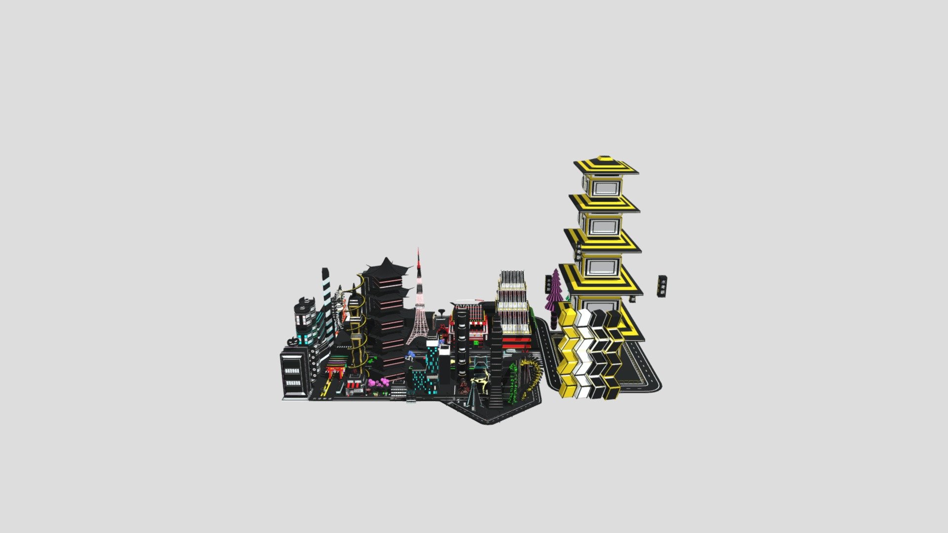Neon City - 3D model by Kirasin [3a41345] - Sketchfab