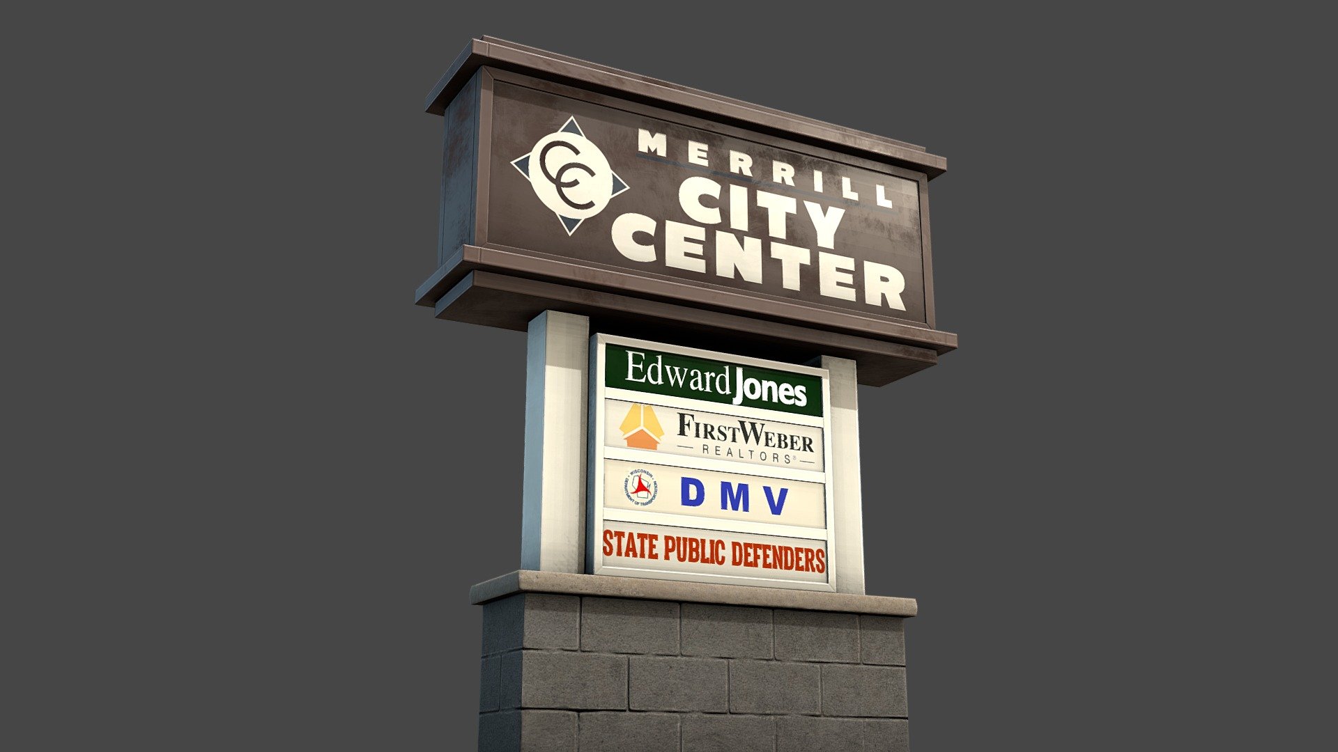 City Center Sign - 3D model by kanistra [3a4436b] - Sketchfab