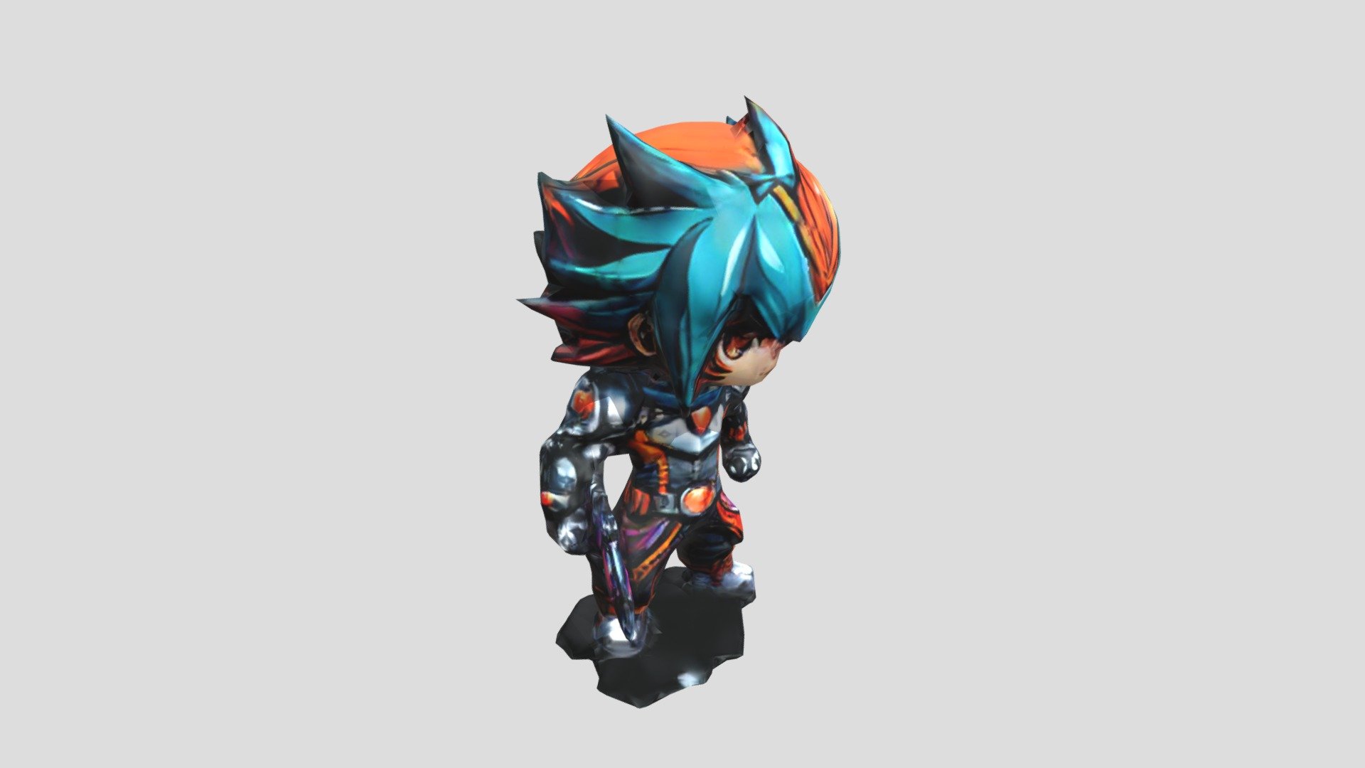 An anime-style character with blue and orange ha - Download Free 3D ...