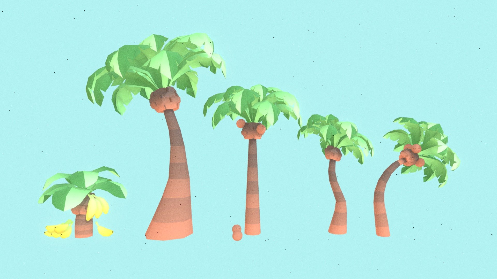 Stylized Low Poly Palm Trees - Buy Royalty Free 3D model by Coco Jinjo ...