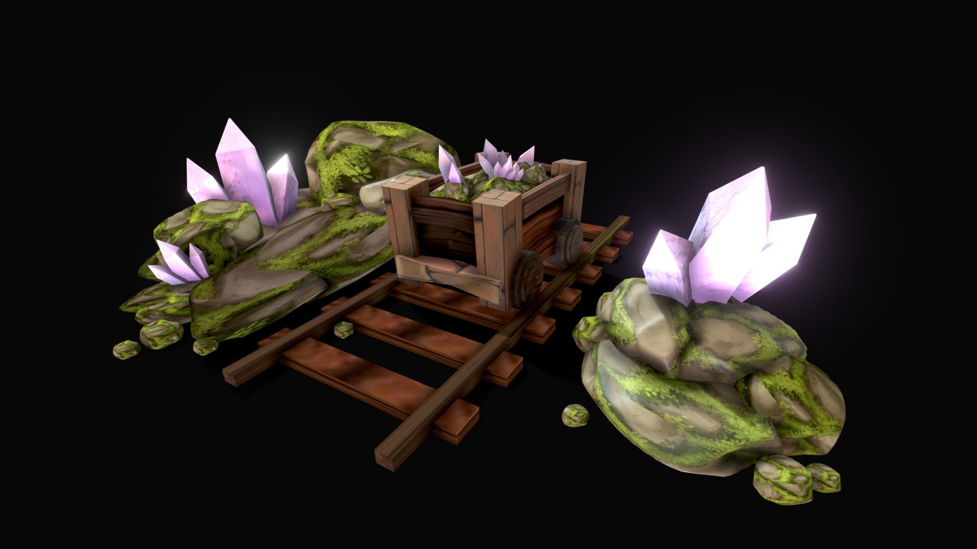 Minecart with Crystals Scene - Stylized Game Art - Download Free 3D ...