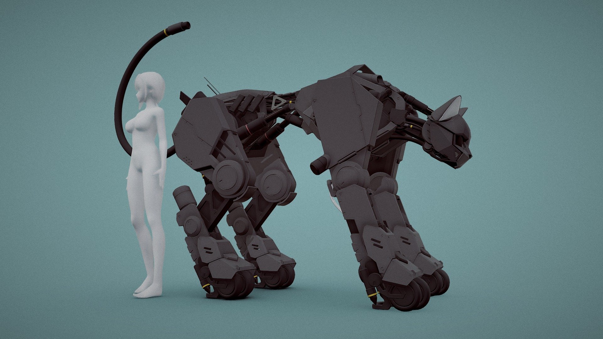 QUADRUPED UNIT_Cat Robot - 3D model by lielong [3a99066] - Sketchfab