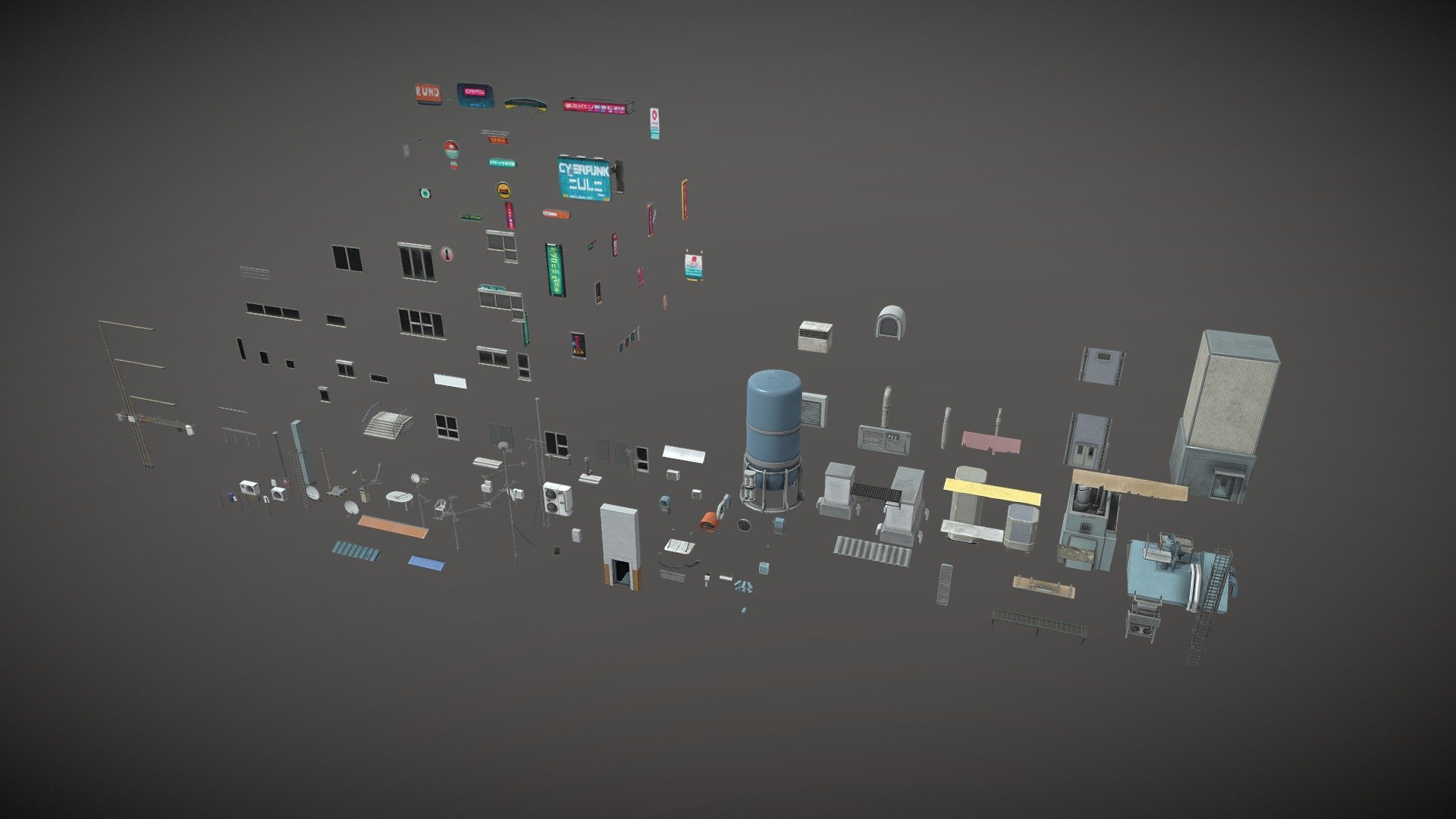 Cyberpunk City Asset Pack - Buy Royalty Free 3D model by carlcapu9 ...
