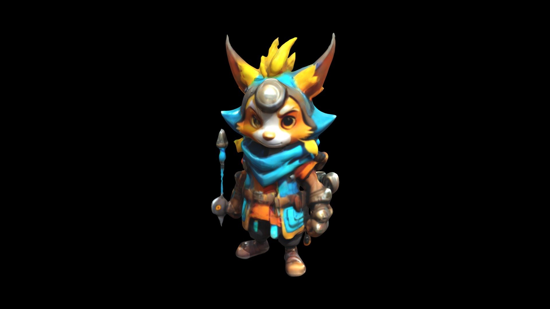 a cartoon character with a blue scarf around - Download Free 3D model ...