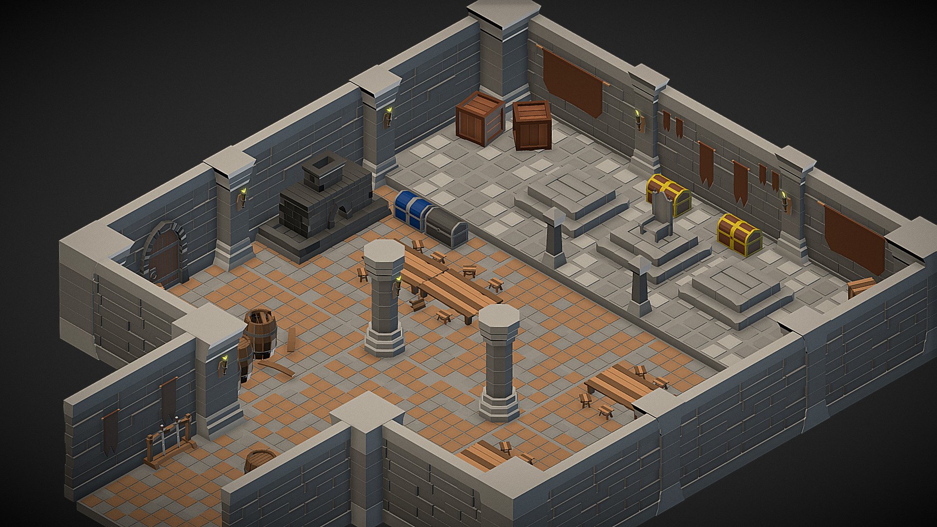 Low Poly Medieval Scene3 - 3D model by N1x [3aa7cc6] - Sketchfab