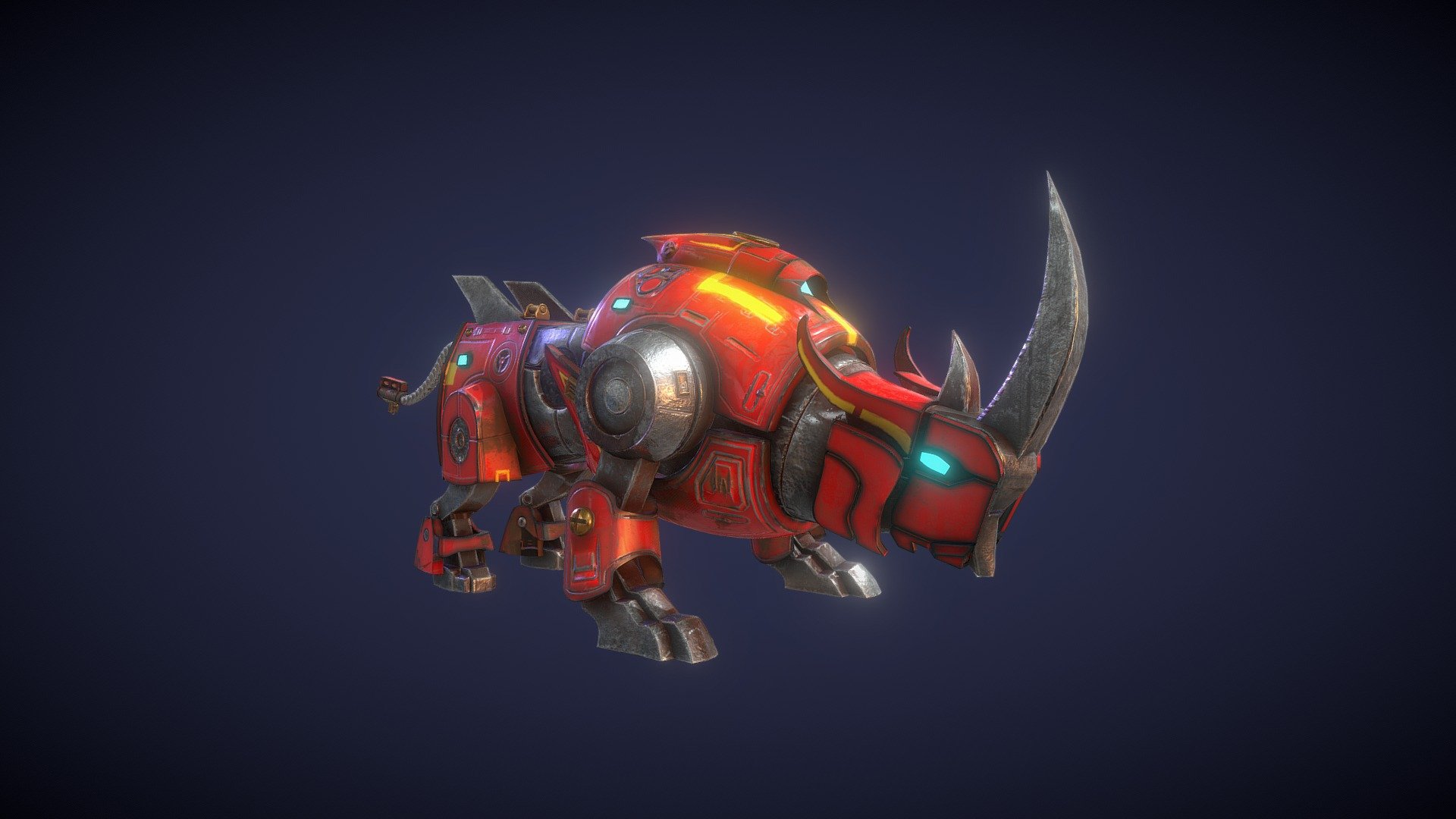 Mechanical Red Rhino - 3D model by surajit12 [3ab1467] - Sketchfab