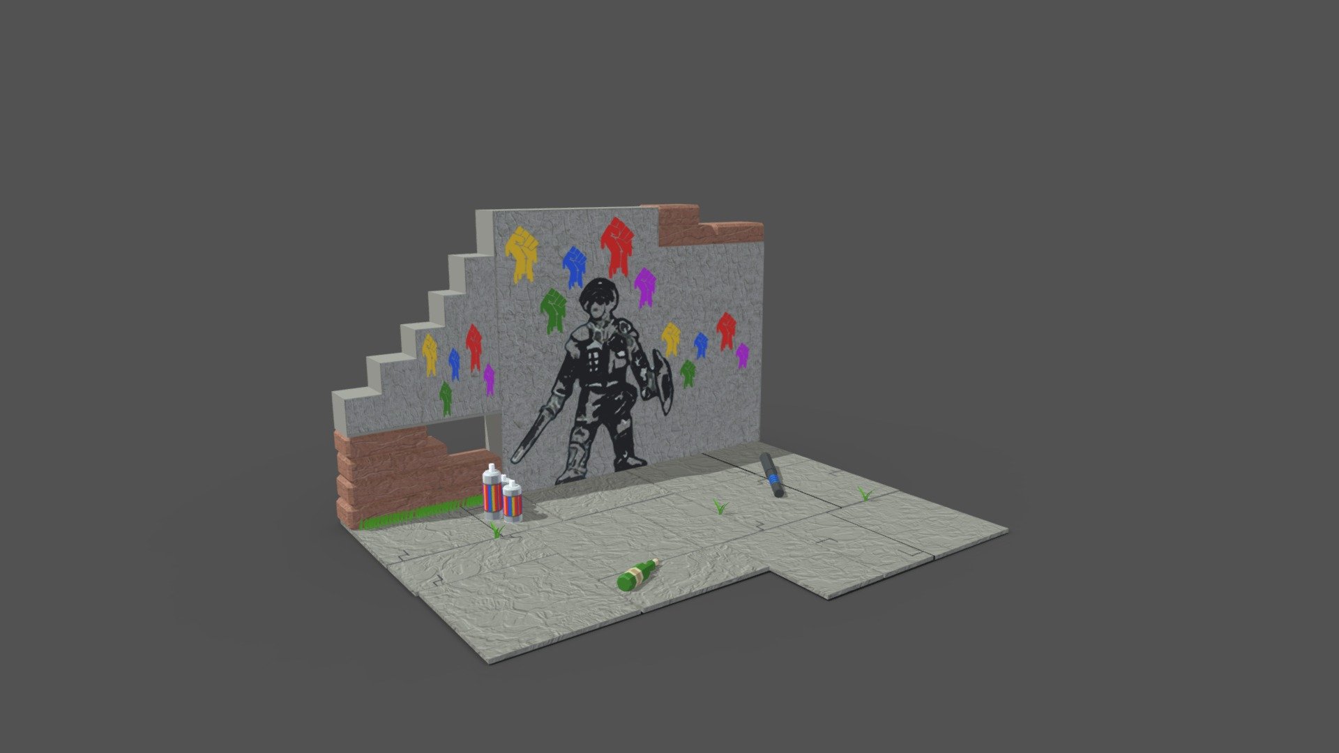 FMP: Graffiti Wall - 3D model by stu595688 [3aba6bf] - Sketchfab