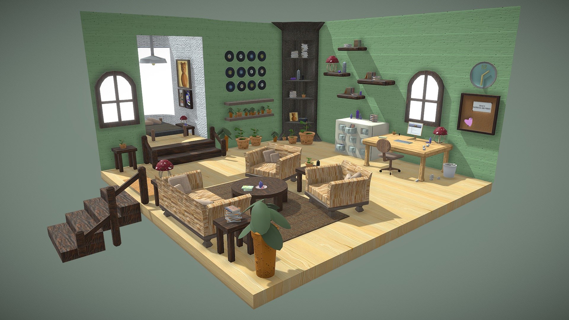 Final room scene - 3D model by Patricia Silverio (@gilovely09) [3ac281c ...