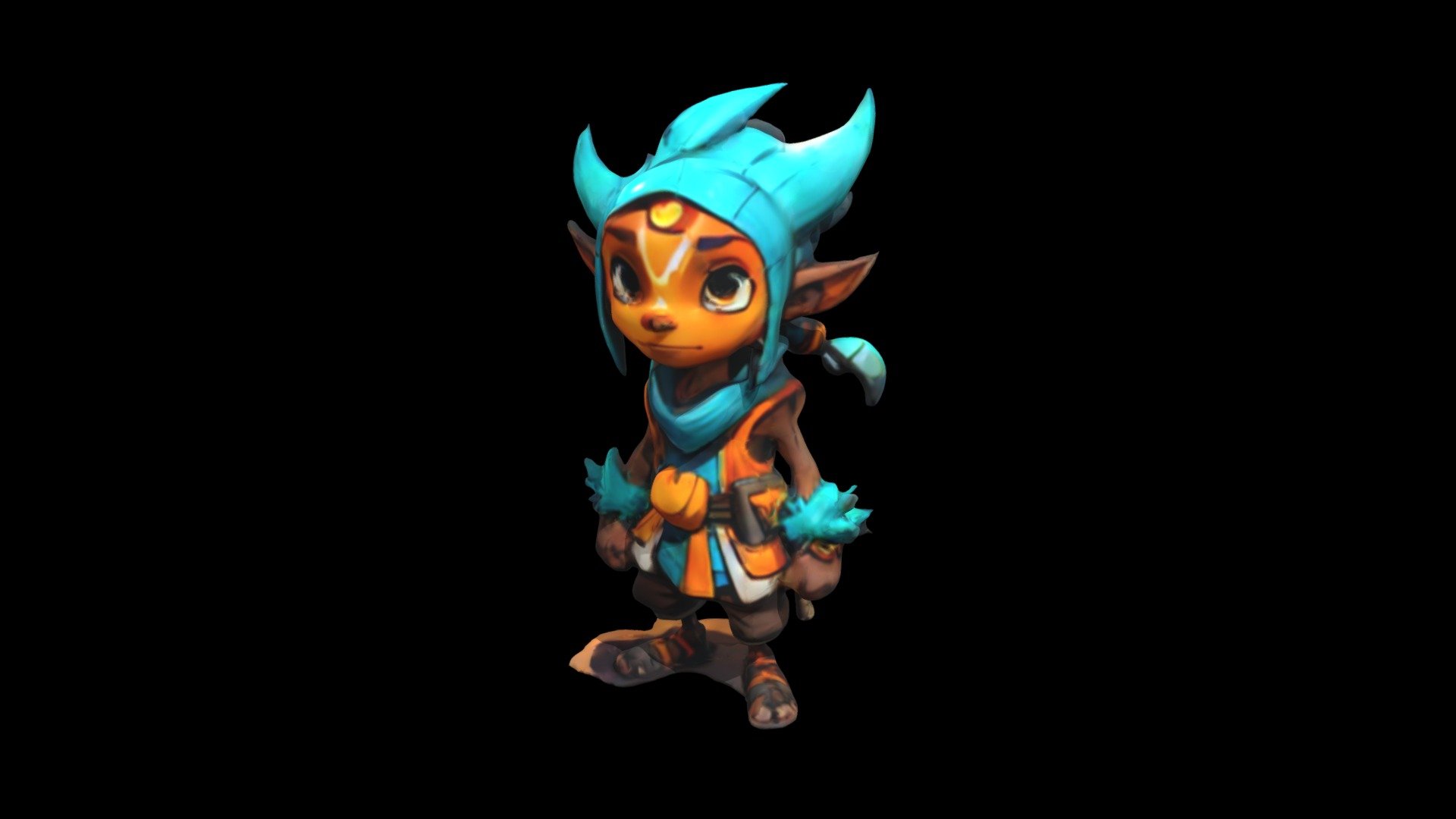 a cartoon character with a blue and orange ou - Download Free 3D model ...
