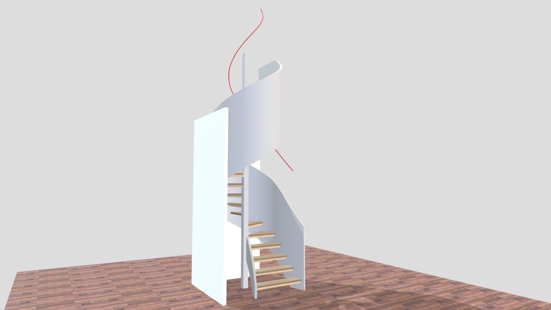 circular stair with flair start_high stringer - 3D model by 3D Software ...